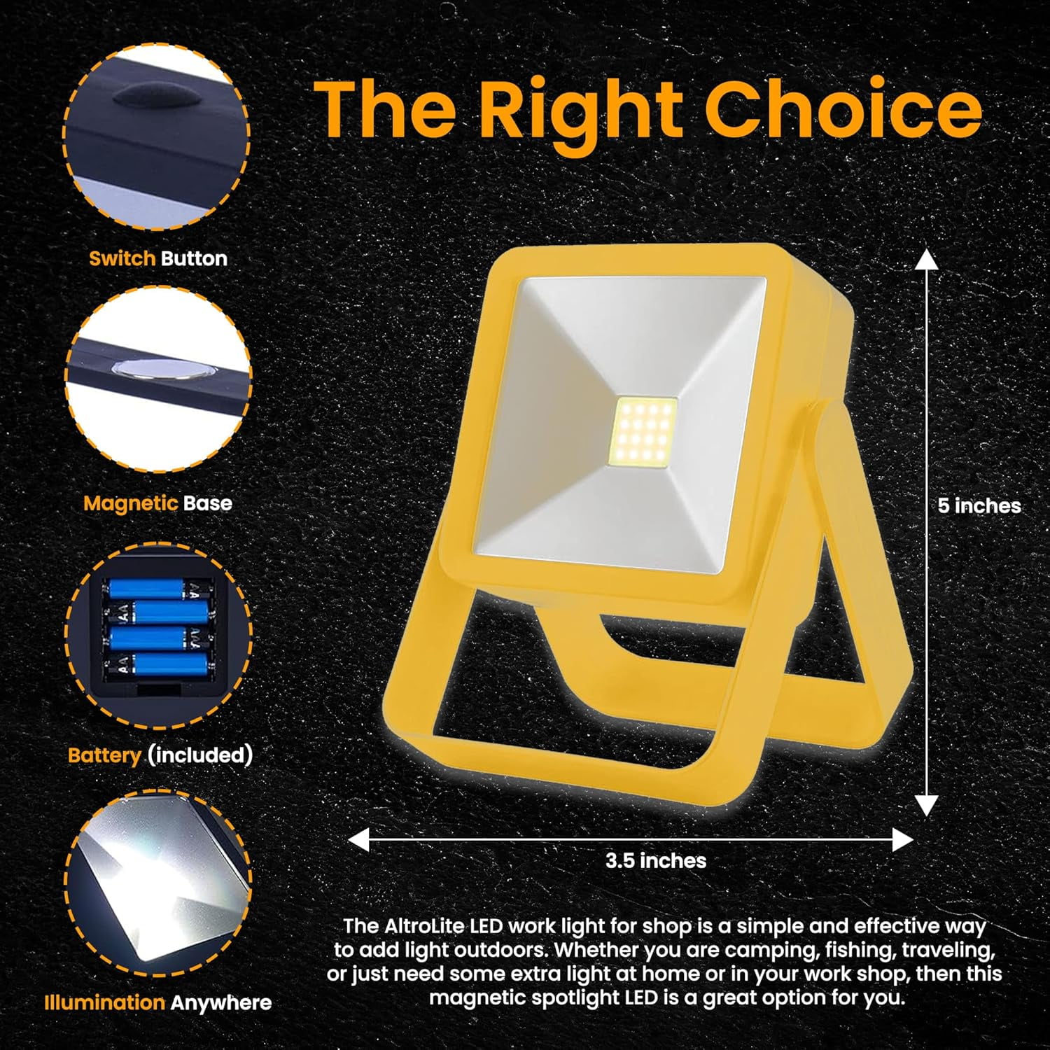 TRA-Stance 2-Pack Magnetic LED Work Light | 200 lumens Outdoor LED Flood Light with Swivel 360 ...