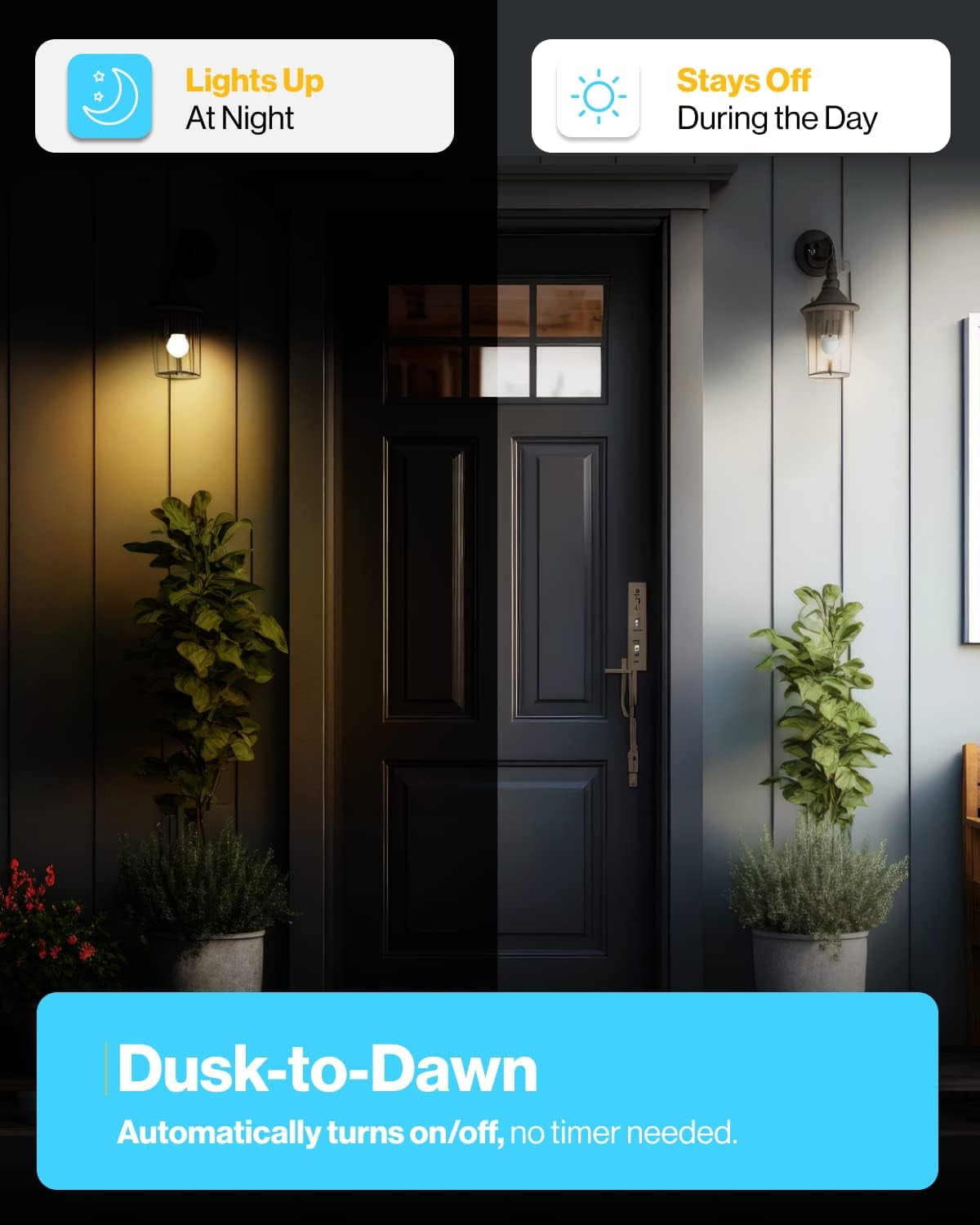 TRA-Sunco Dusk to Dawn LED Outdoor Light Bulbs, Sensor A19 LED Light ...