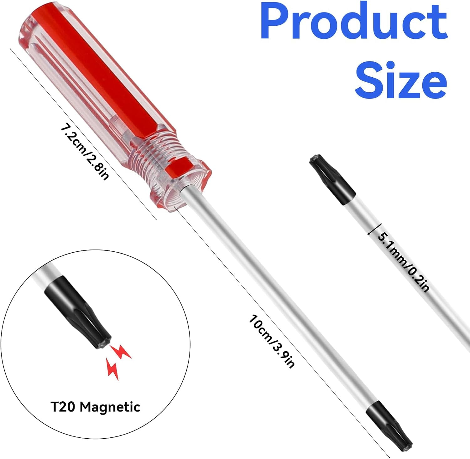 TRA-T20 Torx Security Screwdriver with Magnetic Tip Plastic Grip Torx ...