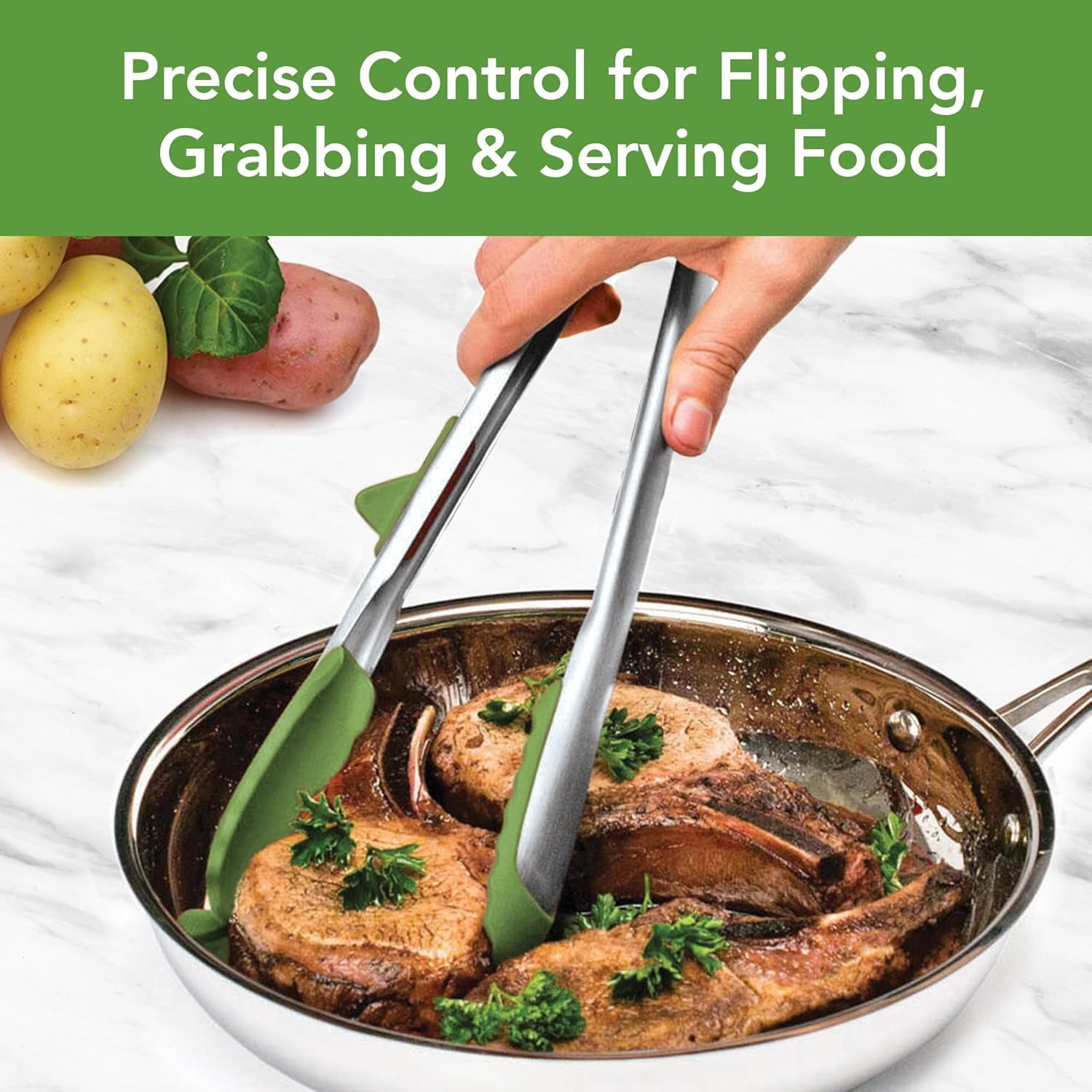 TRA-Tip Top Tongs, Easy-Grip Kitchen Tongs for Cooking With Silicone ...