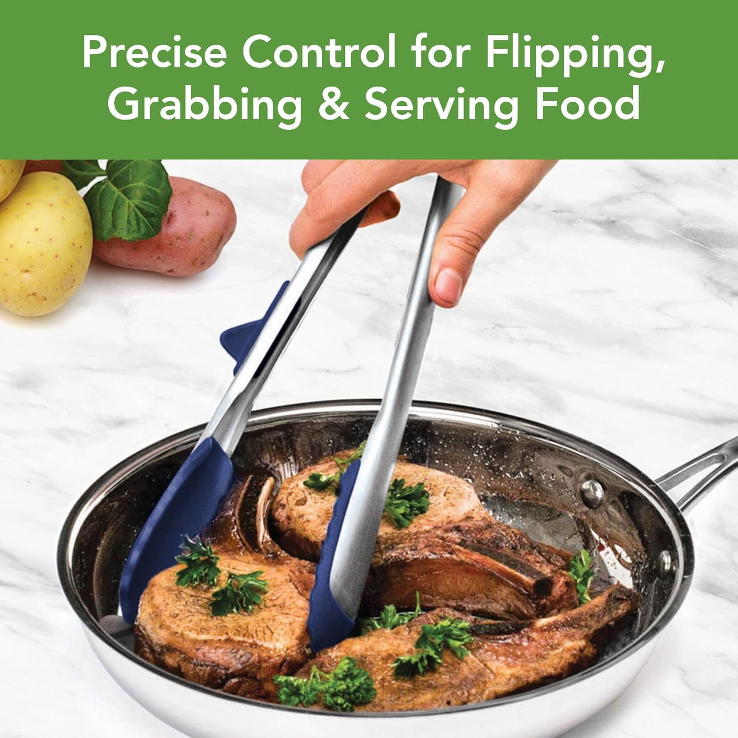 TRA-Tip Top Tongs, Easy-Grip Kitchen Tongs for Cooking With Silicone ...