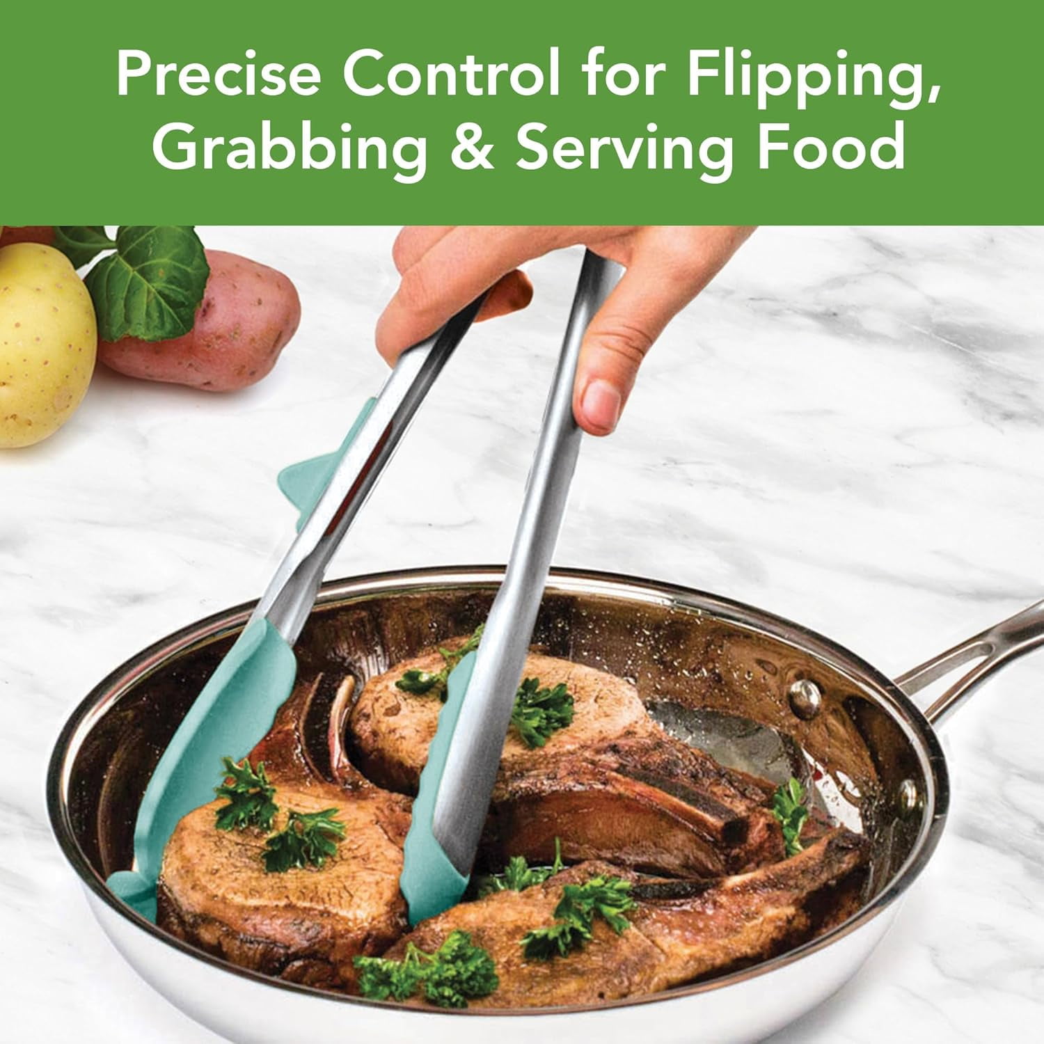 TRA-Tip Top Tongs, Easy-Grip Kitchen Tongs for Cooking With Silicone ...