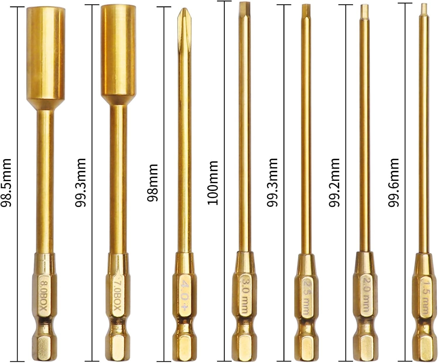 TRA-Titanium RC Hex Bits Set 1.5/2.0/2.5/3.0mm Allen Wrench Keys M4 ...