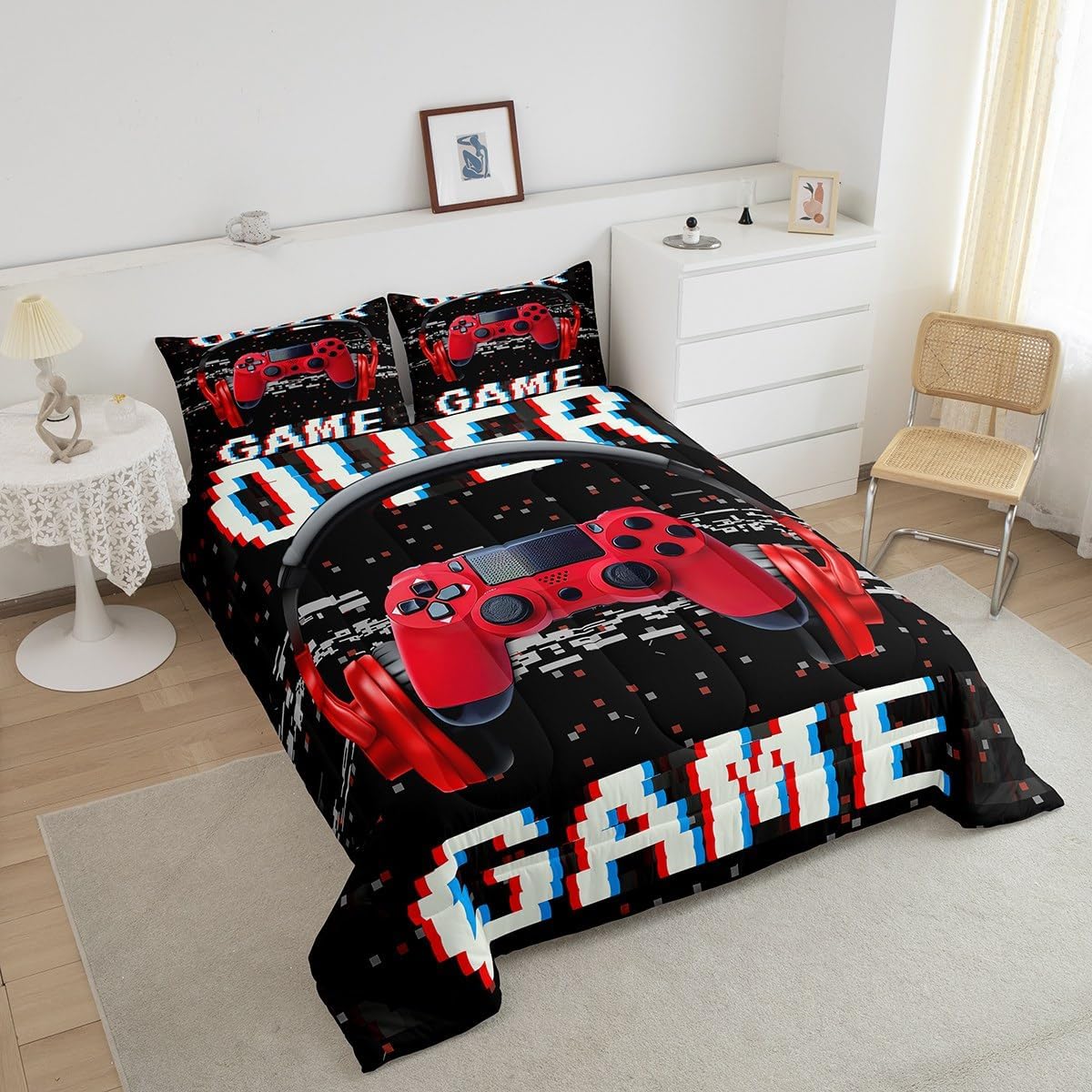 TRA-Twin Comforter Set for Boys, Gamer Comforter Gaming Headsets ...
