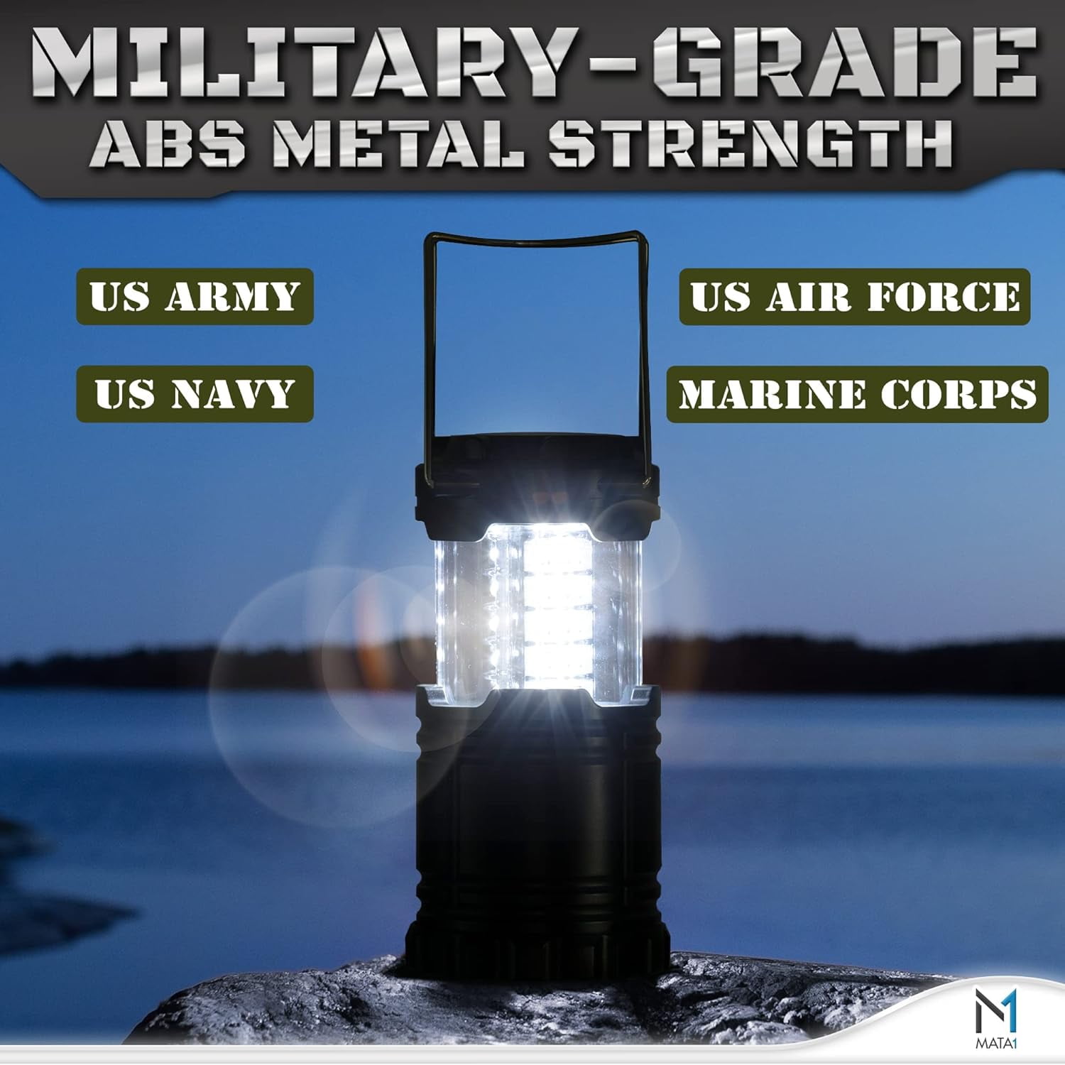 TRA--USA LED Camping Lanterns (Black, 2 Pack), Emergency Lights for Power Outages, Long-Lasting ...