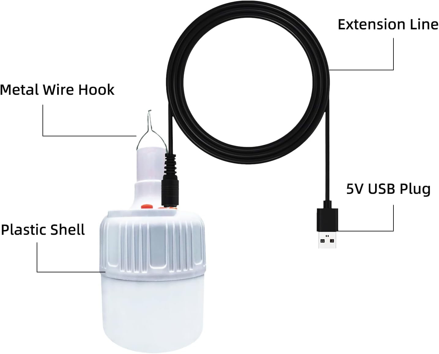 TRA-USB LED Light Bulb, 50W White, Fits Most Portable Power Stations & Solar Panels, Outdoor ...
