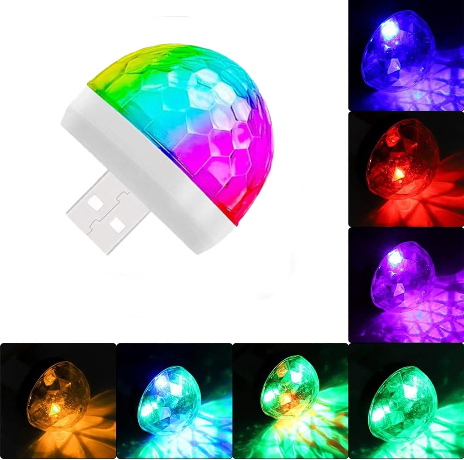 TRA-USB Mini Disco Ball Light, with Mobile Phone Adapter Disco Strobe Ball Party Light Portable ...