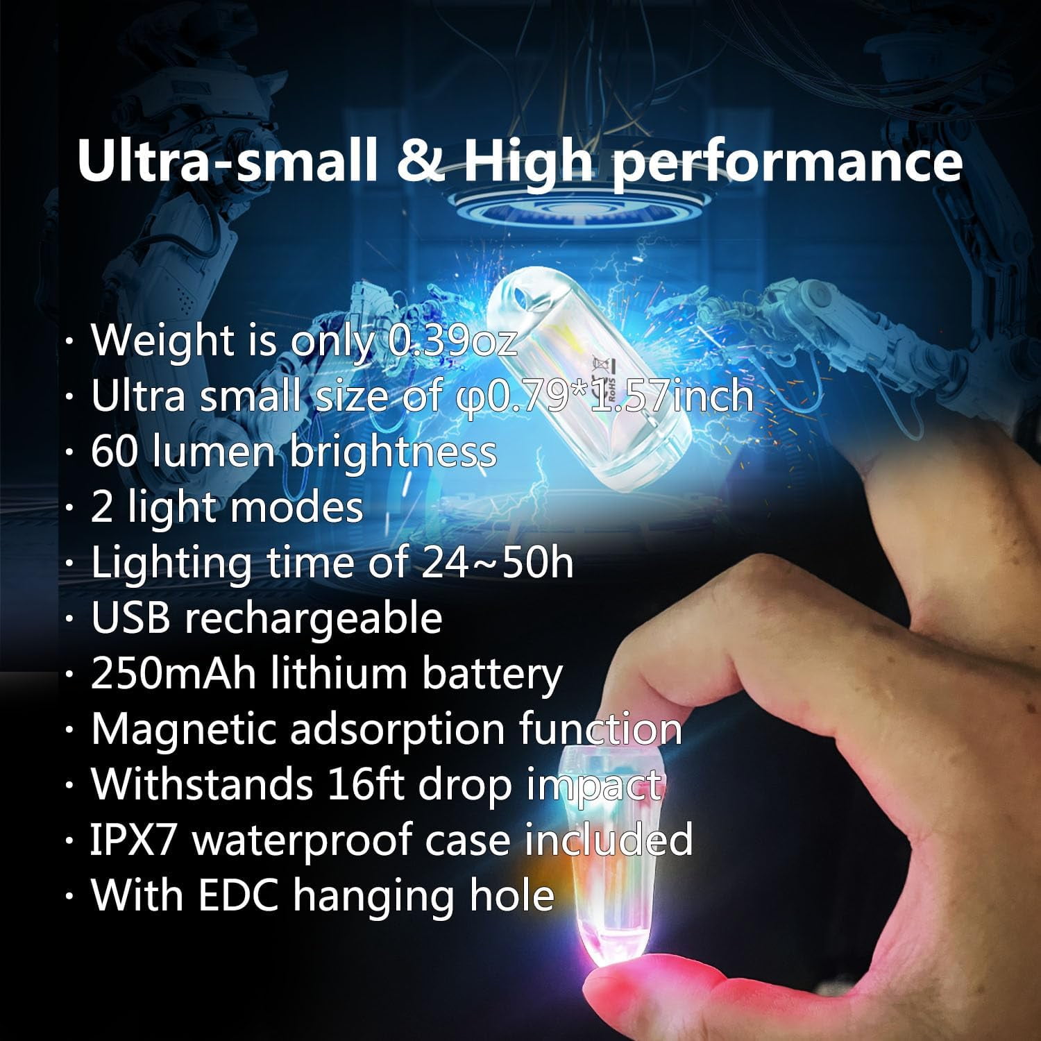 TRA-USB Mini LED Lantern, 2 Pack Waterproof EDC Keychain LED Flashlight for Camping, Type-C ...