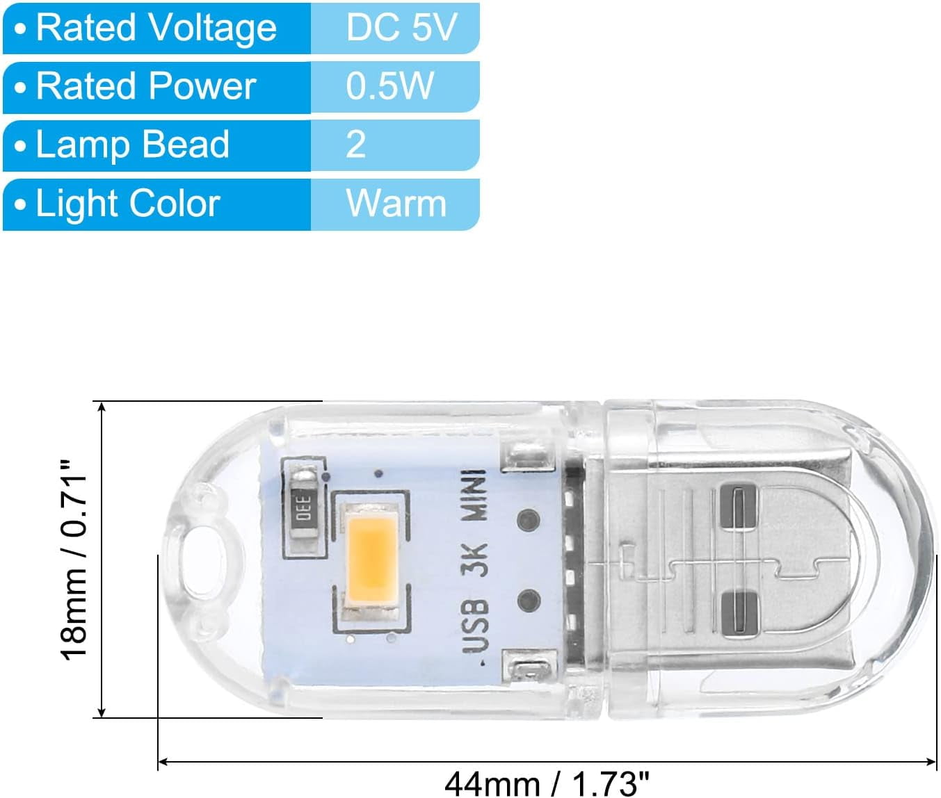 TRA-USB Night Light, 3 Pack Portable Mini Plug-in LED Lamp Stick with 2 ...