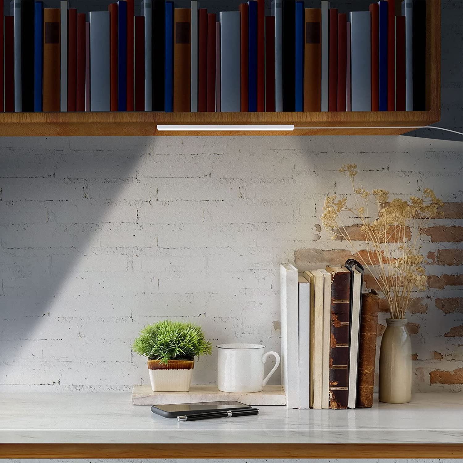 TRA-USB Powered Under Cabinet Lighting, 12" Tool-Free Mount Dimmable LED Strip for Pantry ...