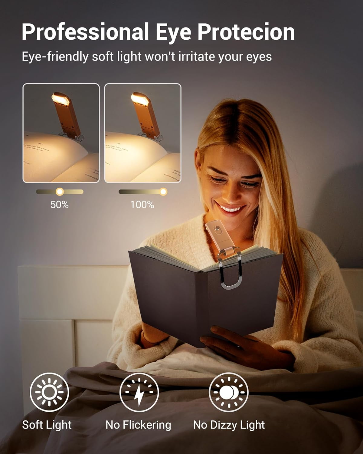 TRA-USB Rechargeable Book Light for Reading in Bed, Clip-on LED Reading Lamps Portable Bookmark ...