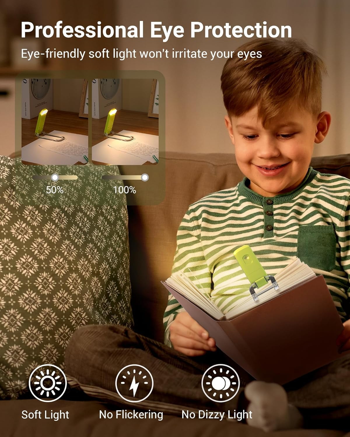 TRA-USB Rechargeable Book Reading Light with Clip, LED Clip on Book ...