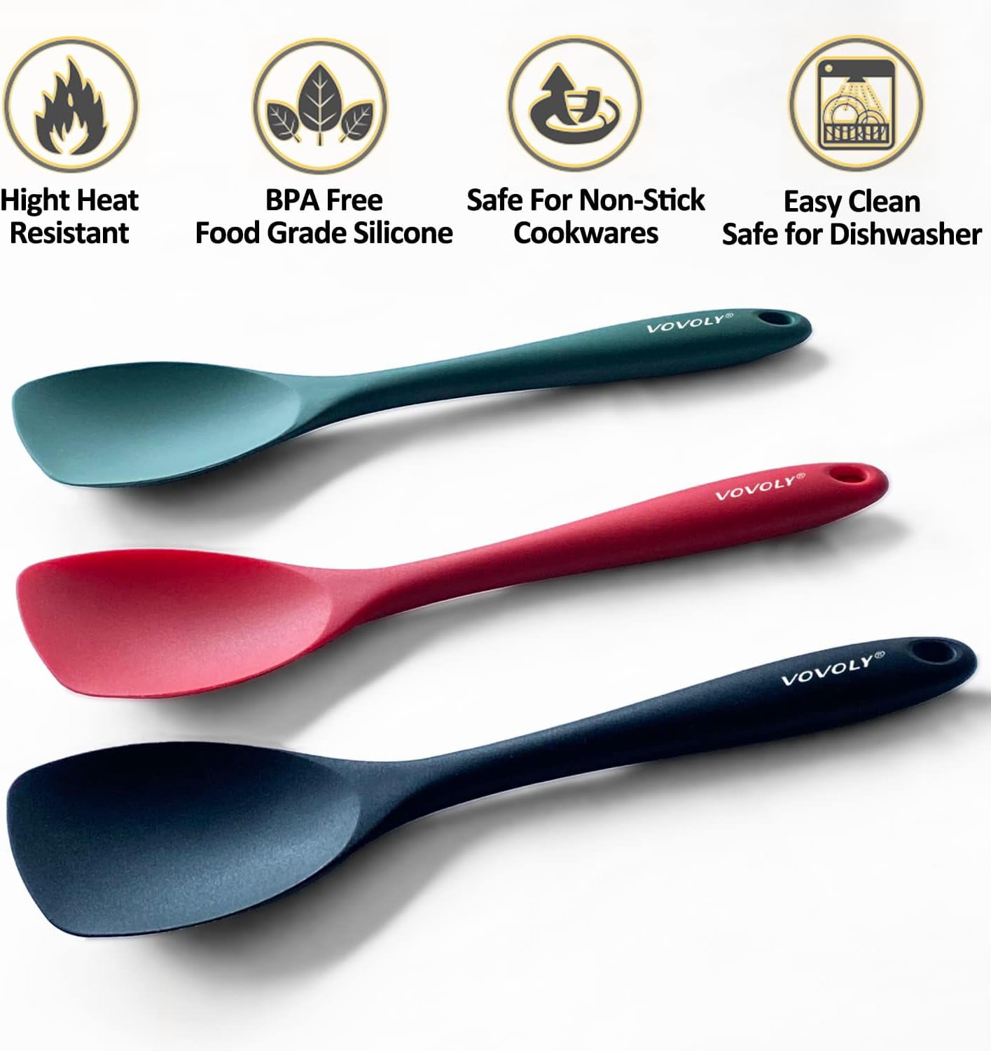 TRA-Upgrade Silicone Spatula Spoon Set,VOVOLY Heat Resistant Rubber ...