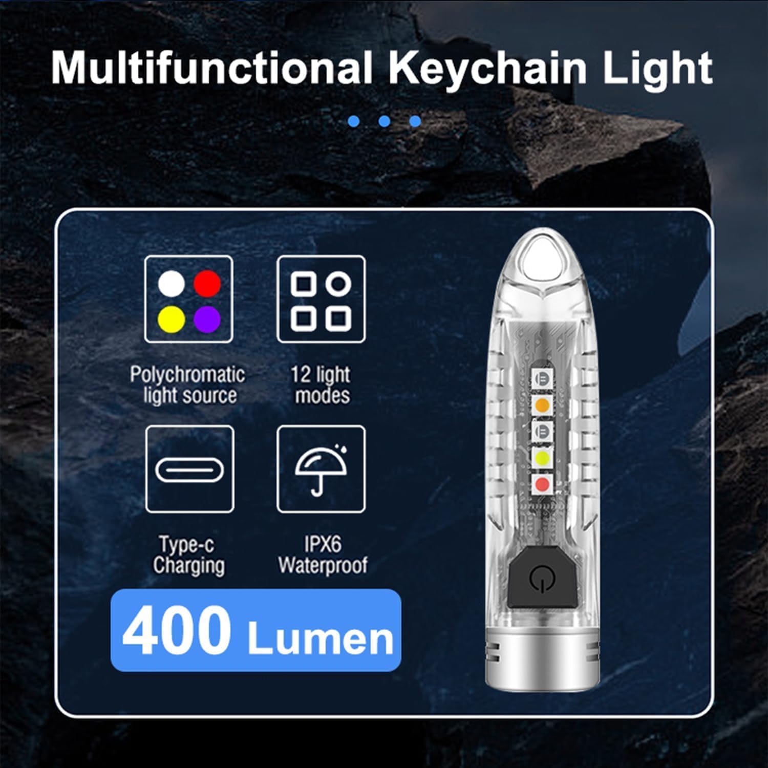 TRA-V1 Mini Keychain LED Flashlight, 400 LM Powerful 12 Modes with UV ...