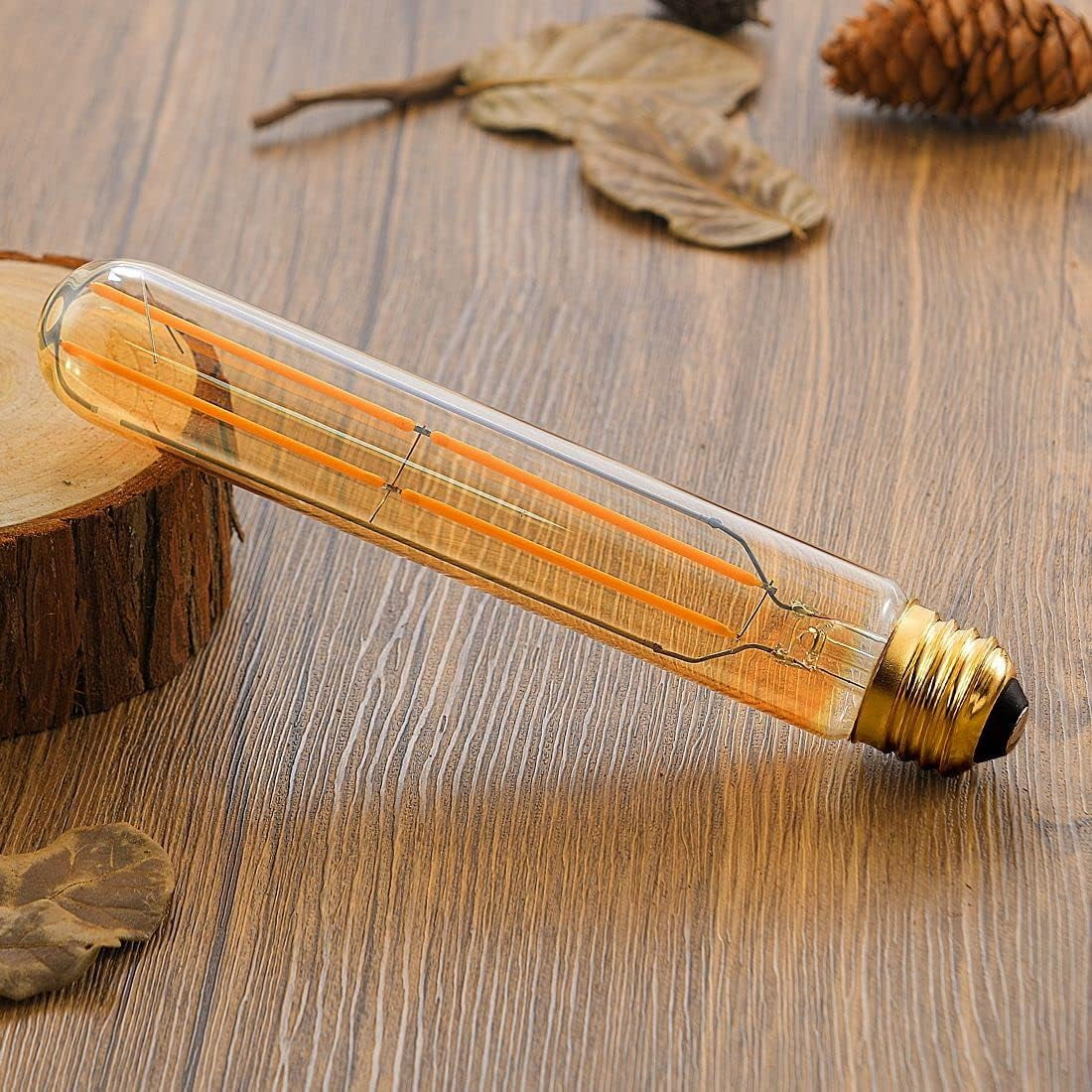 TRA-VCTC Lighting E26 LED Bulb Dimmable Amber Tubular Edison Bulb, 6W Equal 60 Watt Light Warm ...