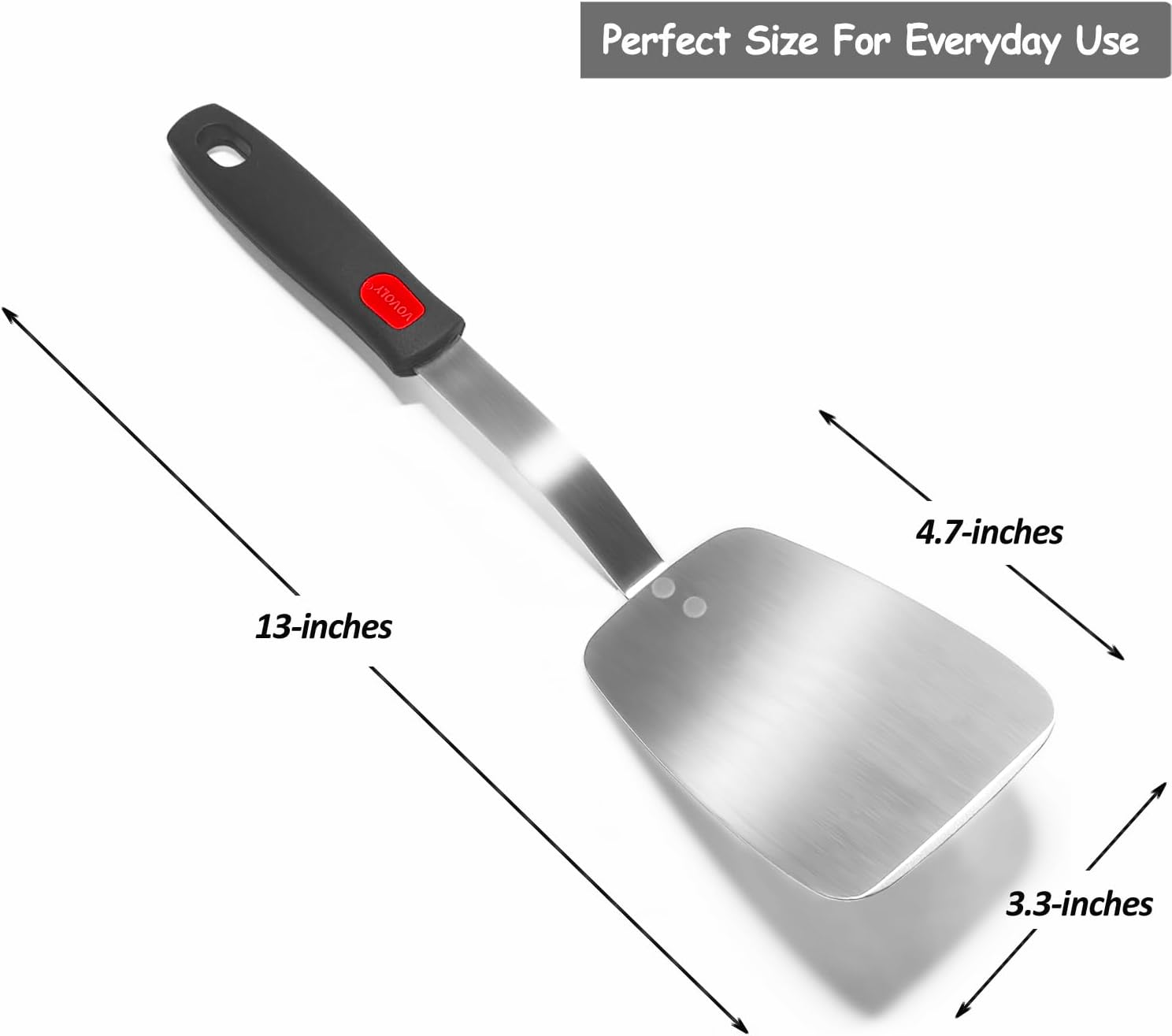 TRA-VOVOLY Heavy Duty Stainless Steel Spatula, Wide Blade with Beveled ...
