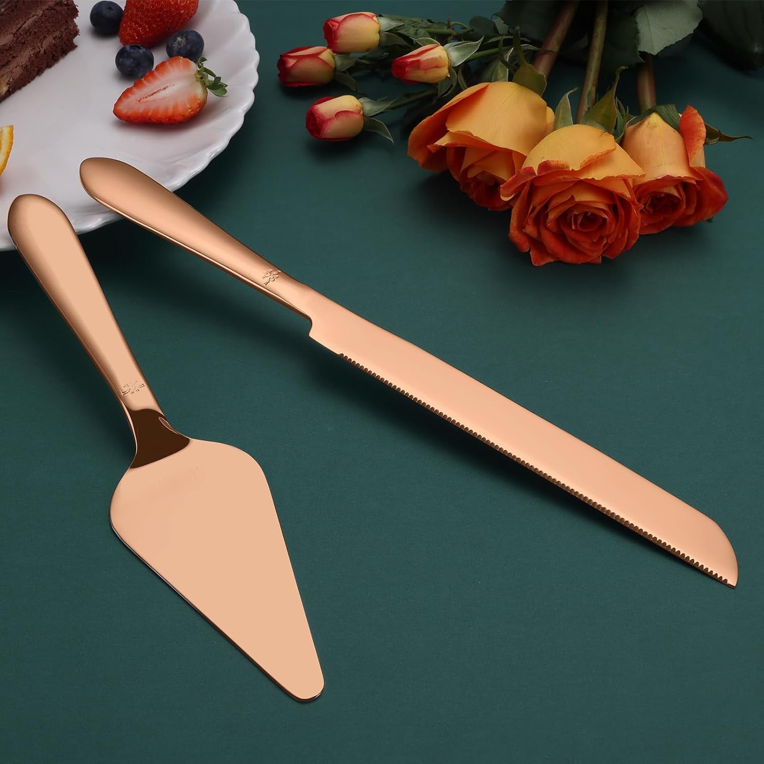 TRA-Wedding Cake Knife and Server Set, Integral Stainless Steel Longer ...