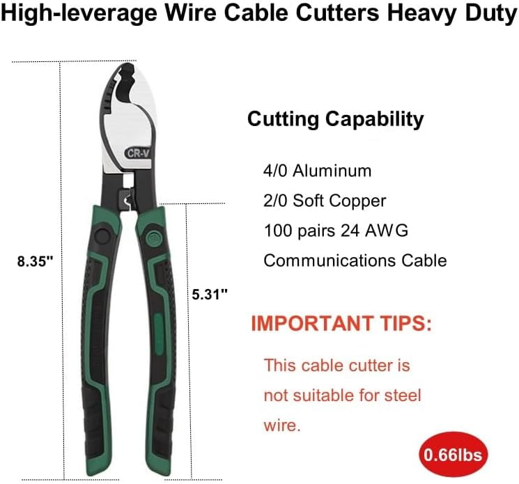 TRA-Wire Cutter Heavy Duty 8 Inch High Leverage Wire Cable Cutter ...