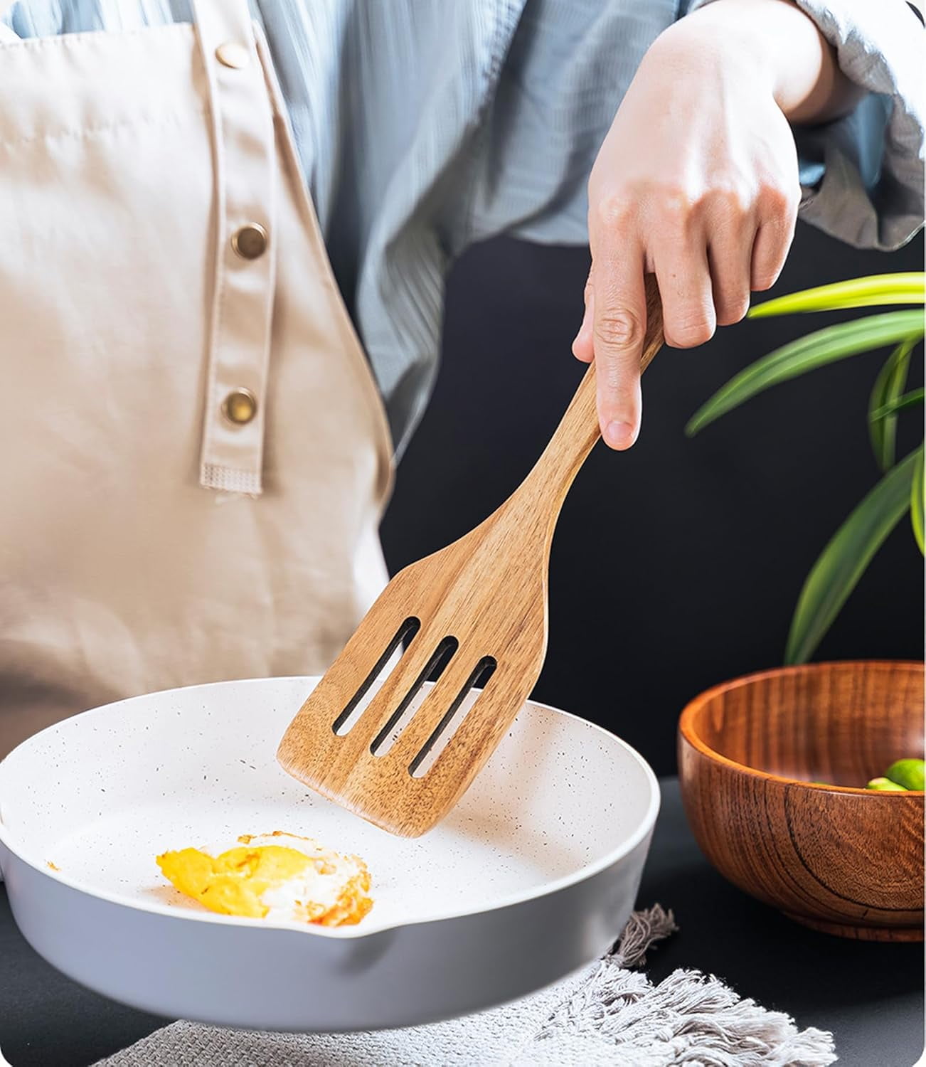 TRA-Wood Spatulas Wooden Spatula for Cooking 2pcs Acacia Wood Cooking ...