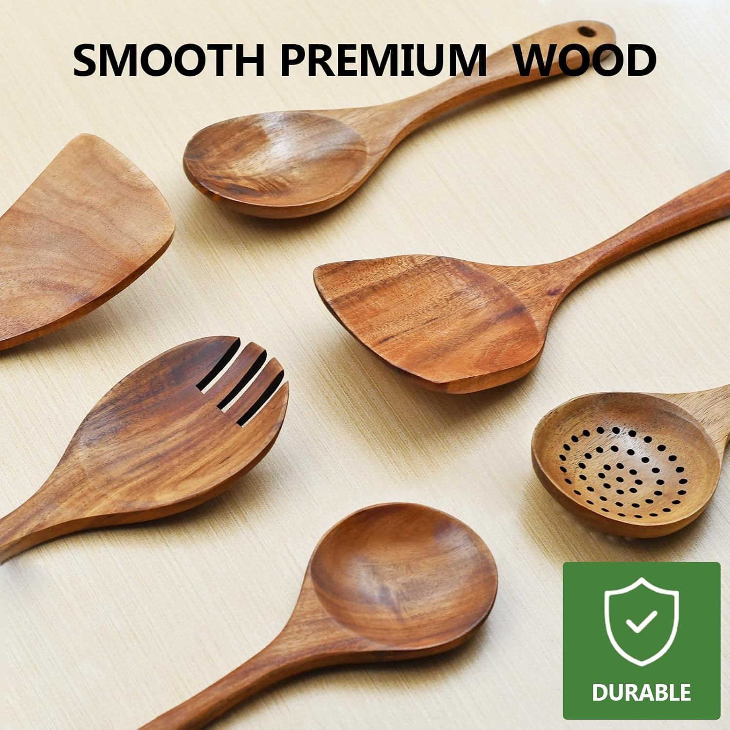 TRA-Wooden Spoon Set-6 Piece Wooden Cutlery-Daily Wooden Cutlery ...