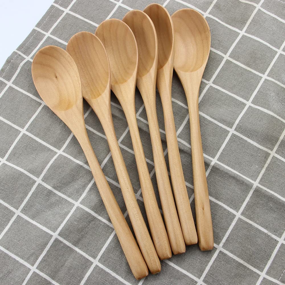 TRA-Wooden Spoons for Cooking, 9 Inches 6 Pieces Japanese Natural ...