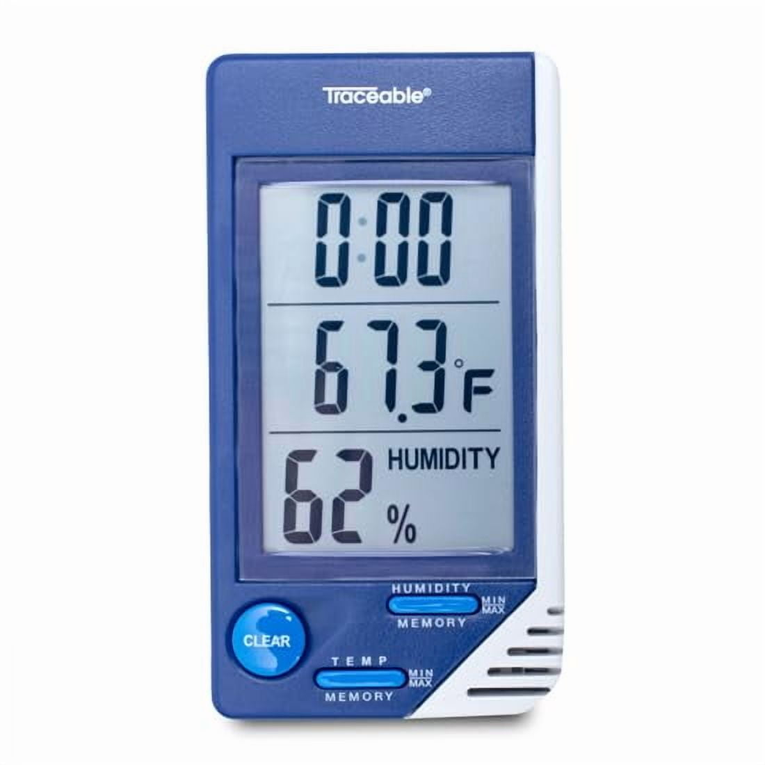TRACEABLE - AO-90080-06 Traceable Thermometer with Clock, Humidity Monitor, and Calibration ...