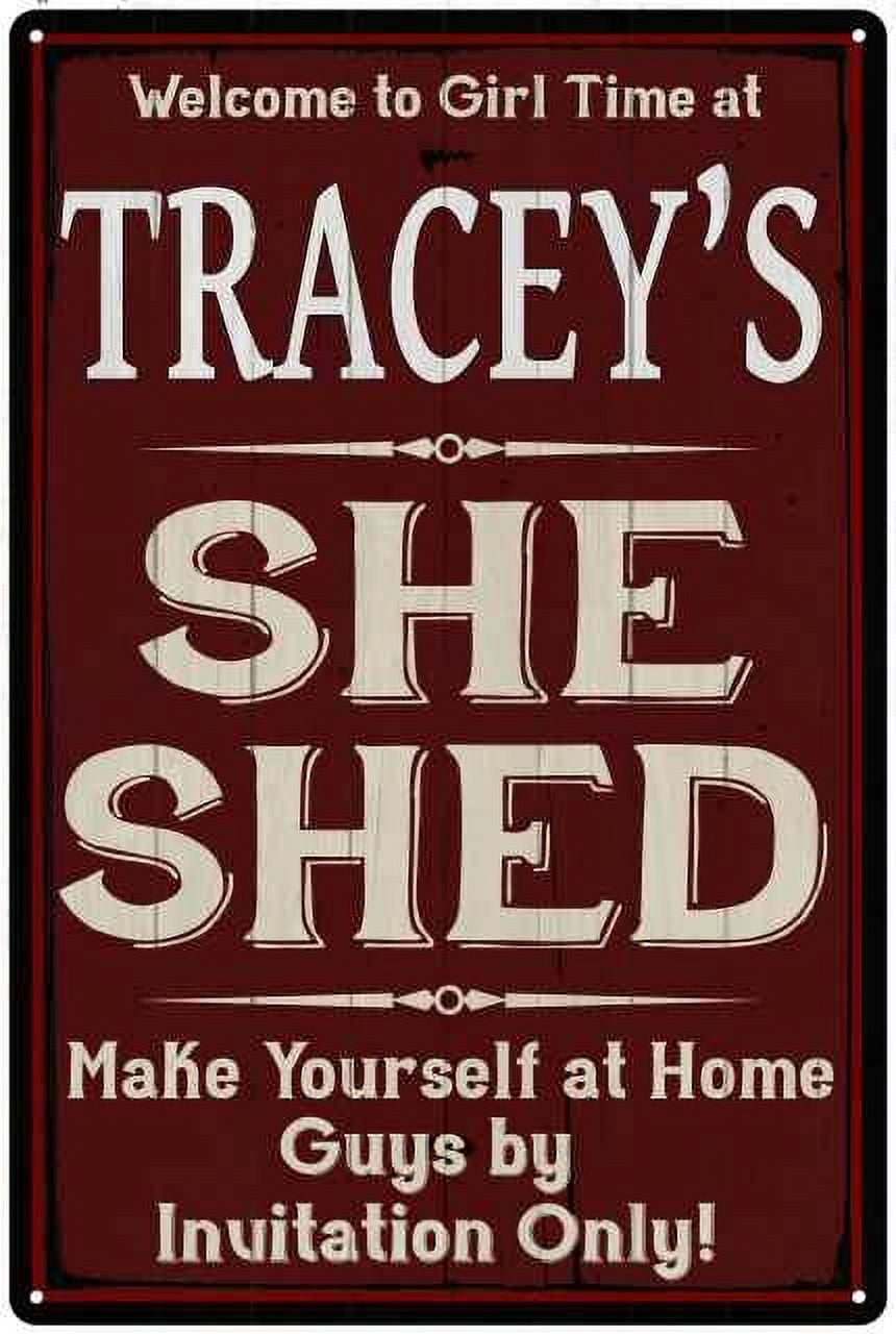 TRACEY'S She Shed Red Sign Lady Cave Sign 16 x 24 Matte Finish Metal ...