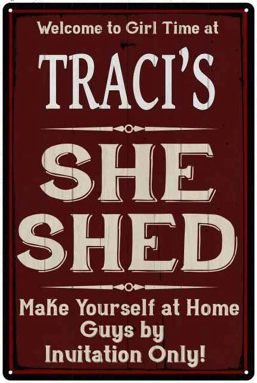 TRACI'S She Shed Red Sign Lady Cave 8 x 12 High Gloss Metal ...