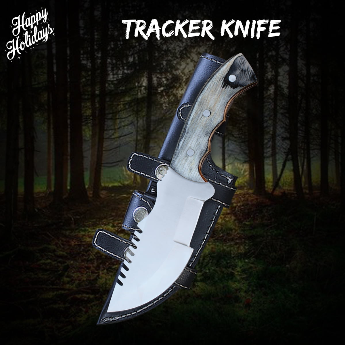 TRACKER® Wilderness Stainless Steel Knife, Full Tang Fixed Blade ...