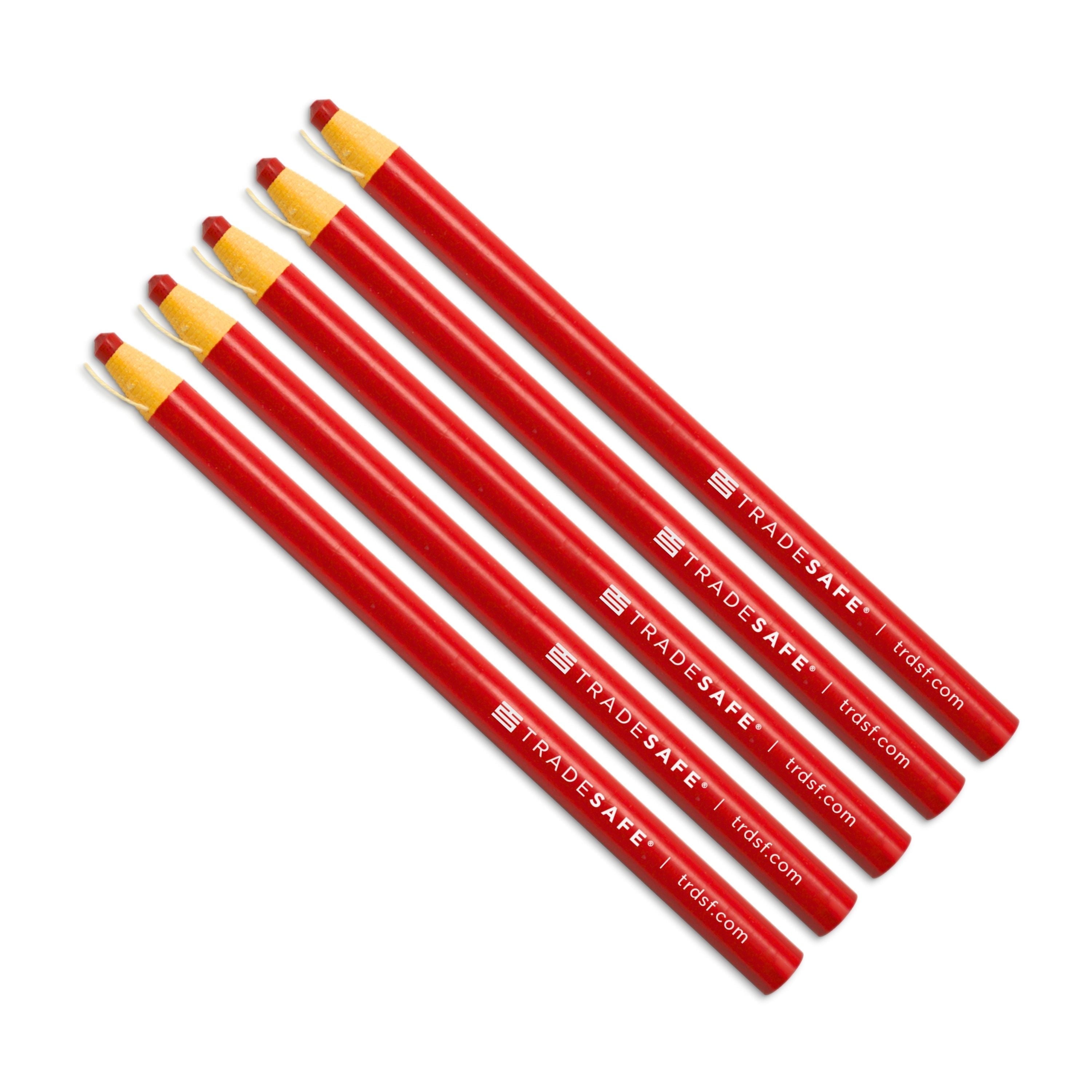 TRADESAFE China Markers Grease Pencils, Red Wax Pencils for Labeling, 5 ...