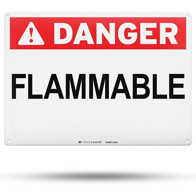 TRADESAFE Danger Flammable Sign, Wall Fire Safety Signs, 14” x 10”, 40 ...