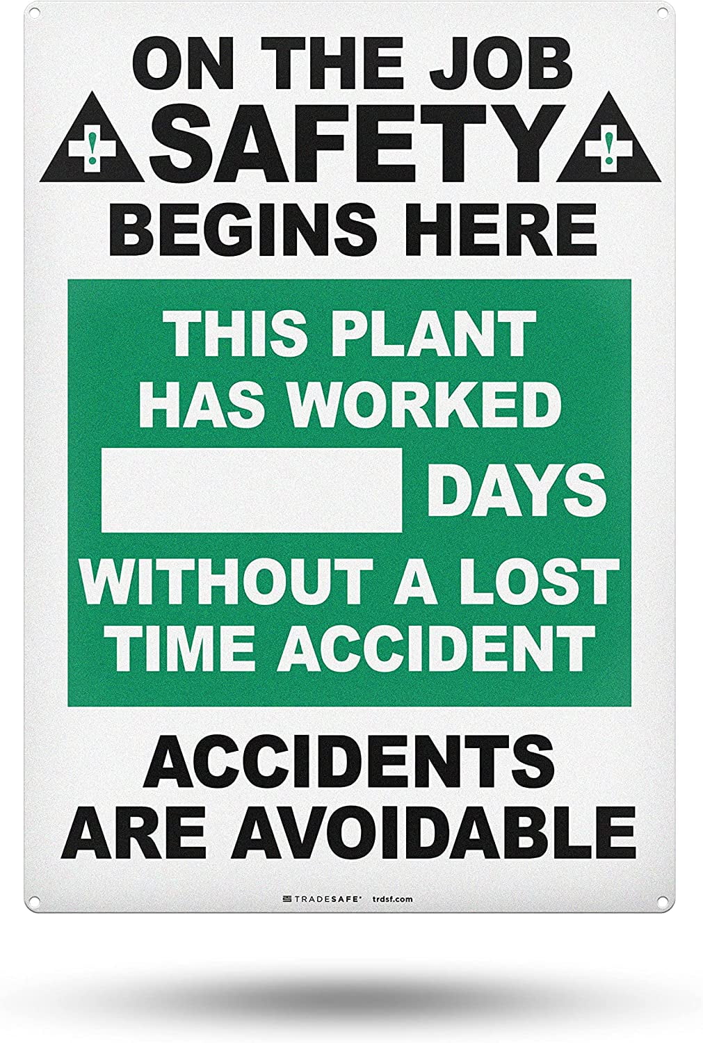 TRADESAFE Days Without Accident Sign, Wall Safety Signs, 20” x 28”, 40 ...