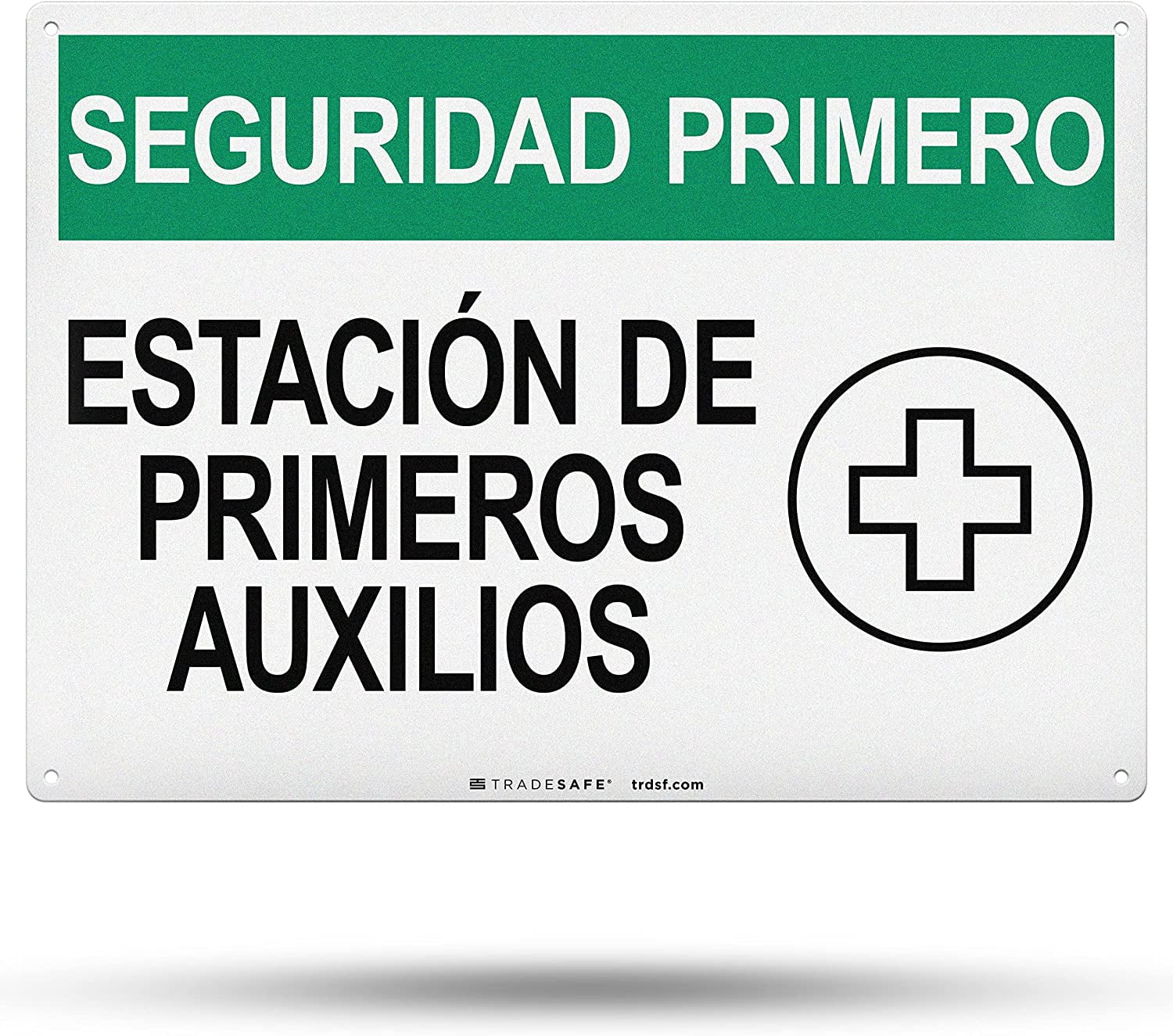 TRADESAFE ESTACIÓN DE PRIMEROS AUXILIOS First Aid Wall Signs, 14” x 10”, 40 Mil Aluminum Safety ...