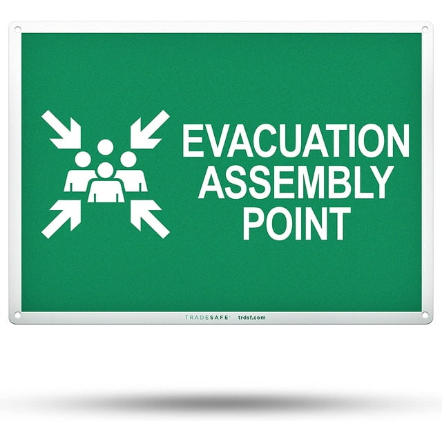 TRADESAFE Emergency Evacuation Assembly Area Sign, Wall Safety Signs ...