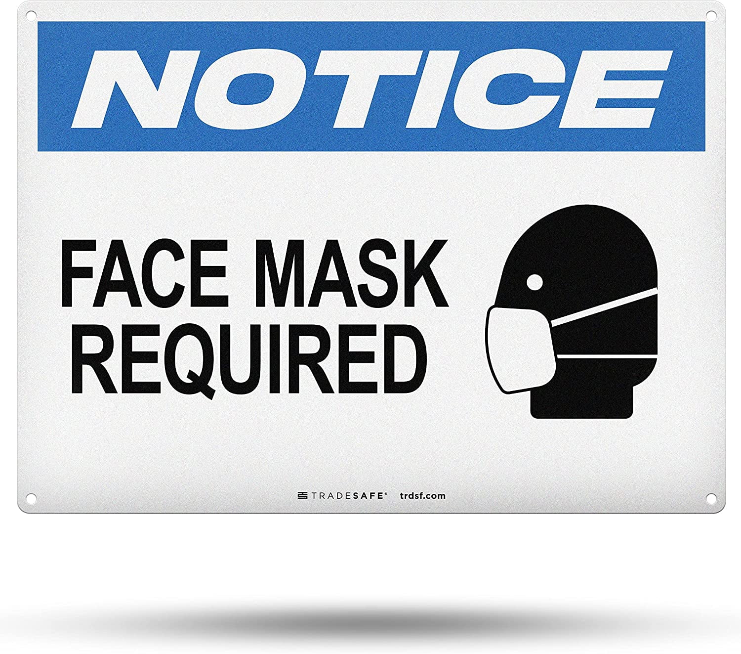TRADESAFE Face Mask Required Sign, Wall Safety Signs, 14” x 10”, 40 Mil ...