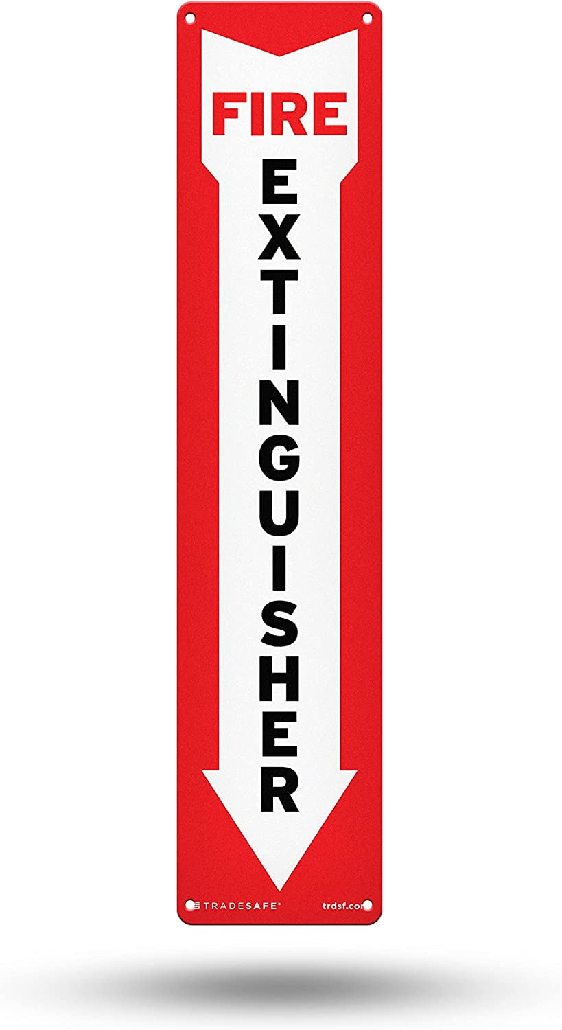TRADESAFE Fire Extinguisher Sign With Downward Arrow, 4” x 18”, 40 Mil ...