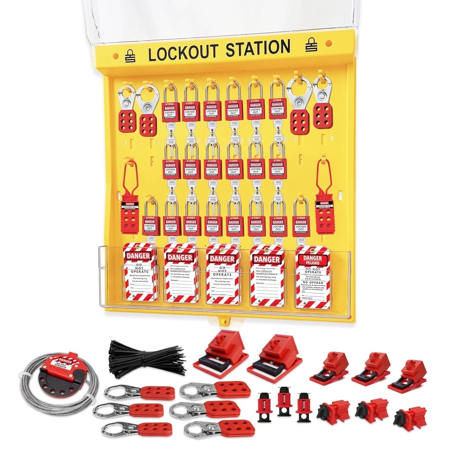 TRADESAFE Lockout Tagout Kit Station, LOTO Kit 105 pcs for OSHA Compliant Lock Out Tag Out ...