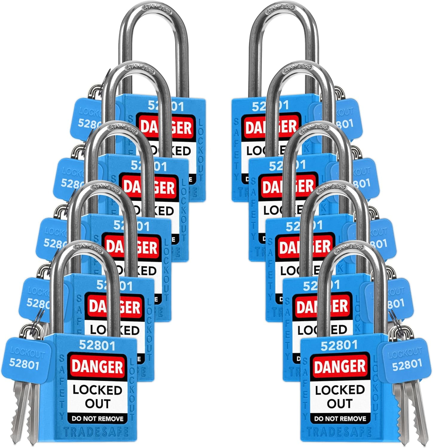 TRADESAFE Lockout Tagout Locks, Blue Keyed Alike Padlocks, LOTO Locks ...
