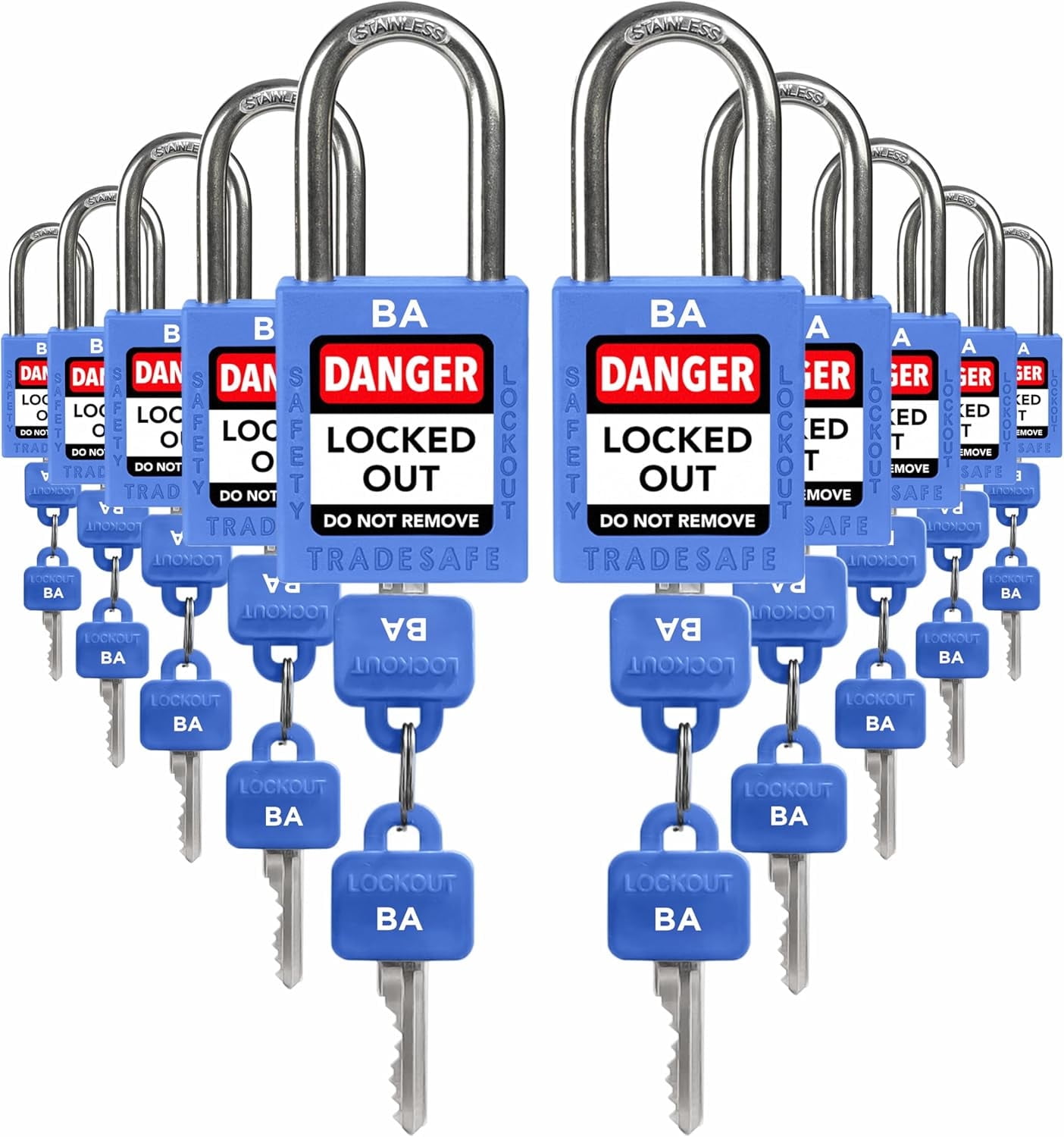TRADESAFE Lockout Tagout Locks, Blue Keyed Alike Unlimited Grouping ...