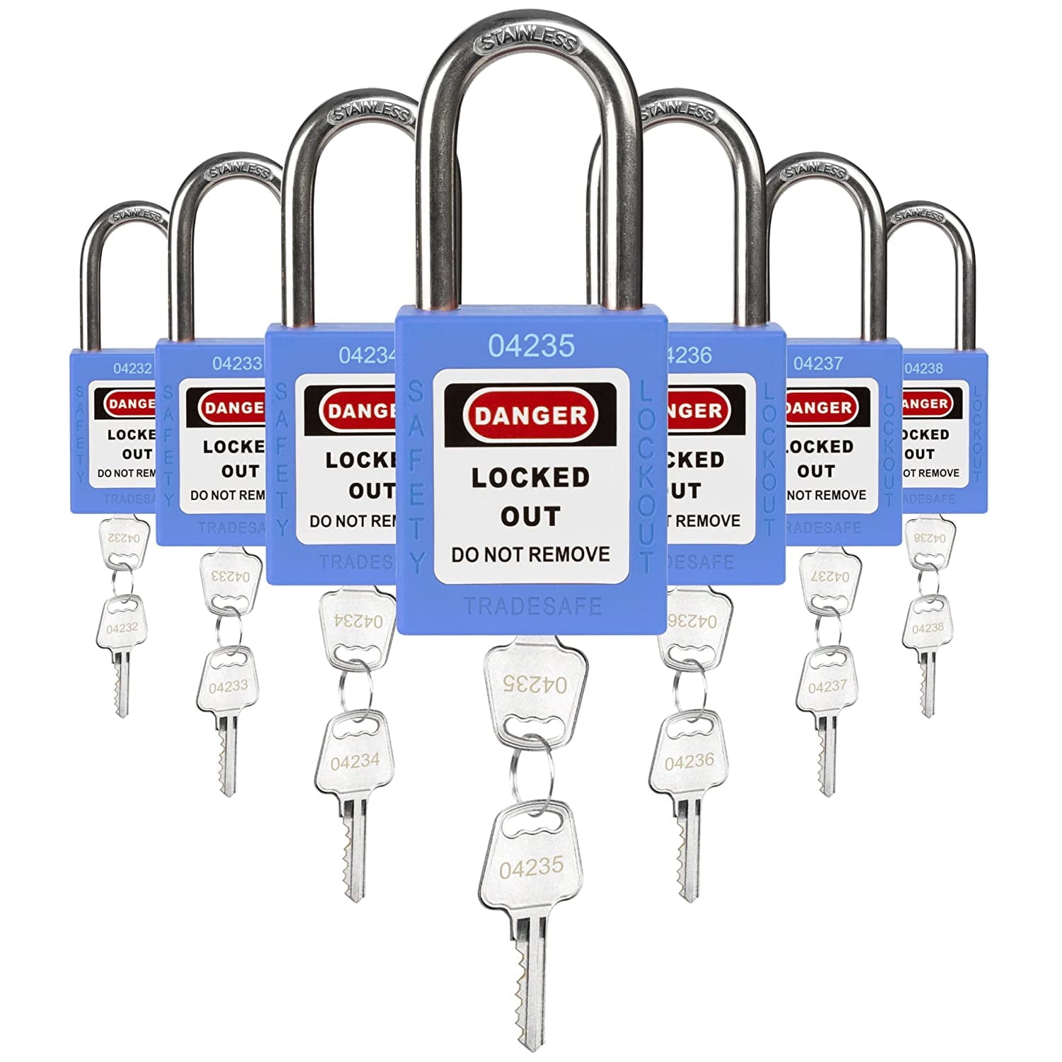 TRADESAFE Lockout Tagout Locks, Blue Keyed Different LOTO Locks, 7 pcs ...