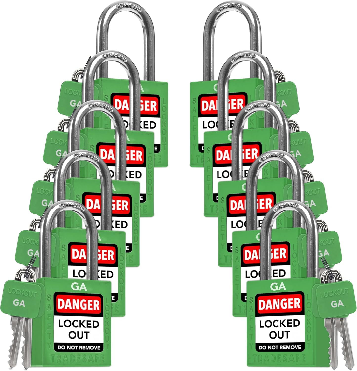 TRADESAFE Lockout Tagout Locks, Green Keyed Alike Unlimited Grouping ...