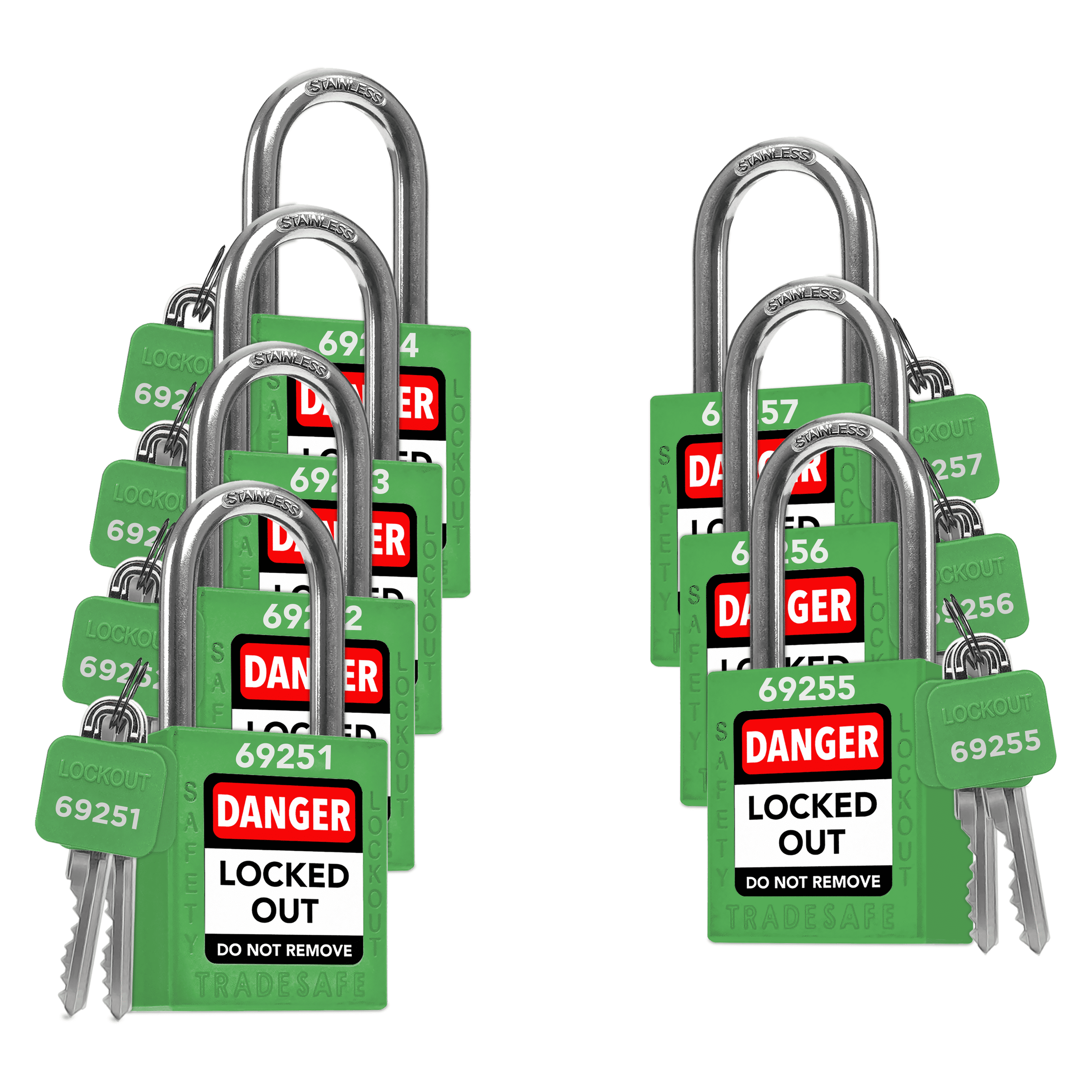 TRADESAFE Lockout Tagout Locks, Green Keyed Different LOTO Locks, 7 pcs ...