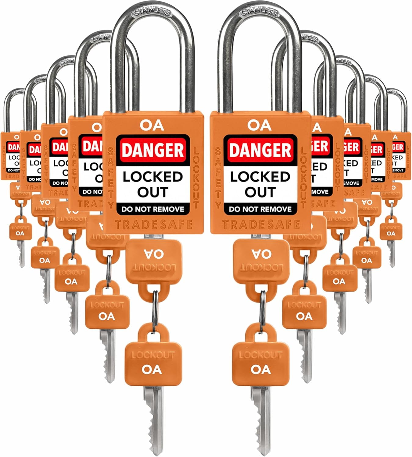 TRADESAFE Lockout Tagout Locks, Orange Keyed Alike Unlimited Grouping ...