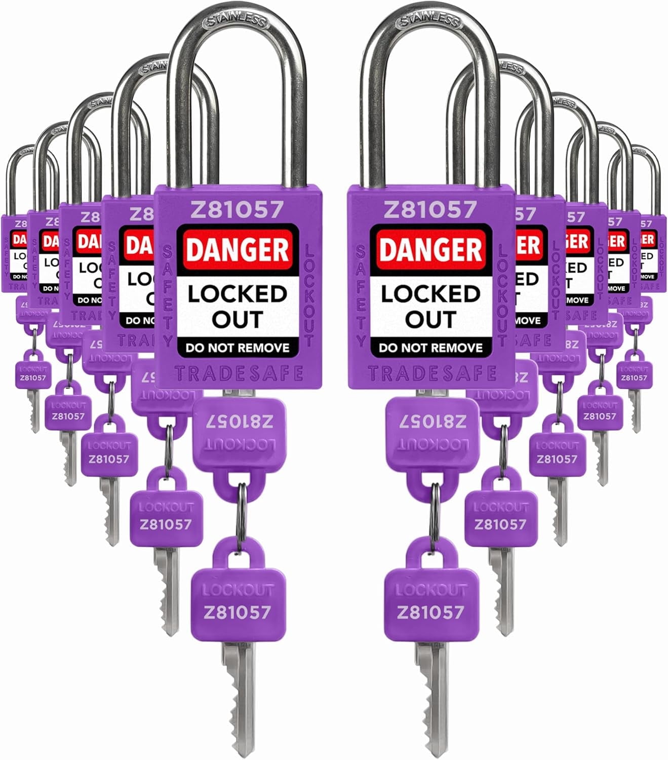 TRADESAFE Lockout Tagout Locks, Purple Keyed Alike Padlocks, LOTO Locks ...