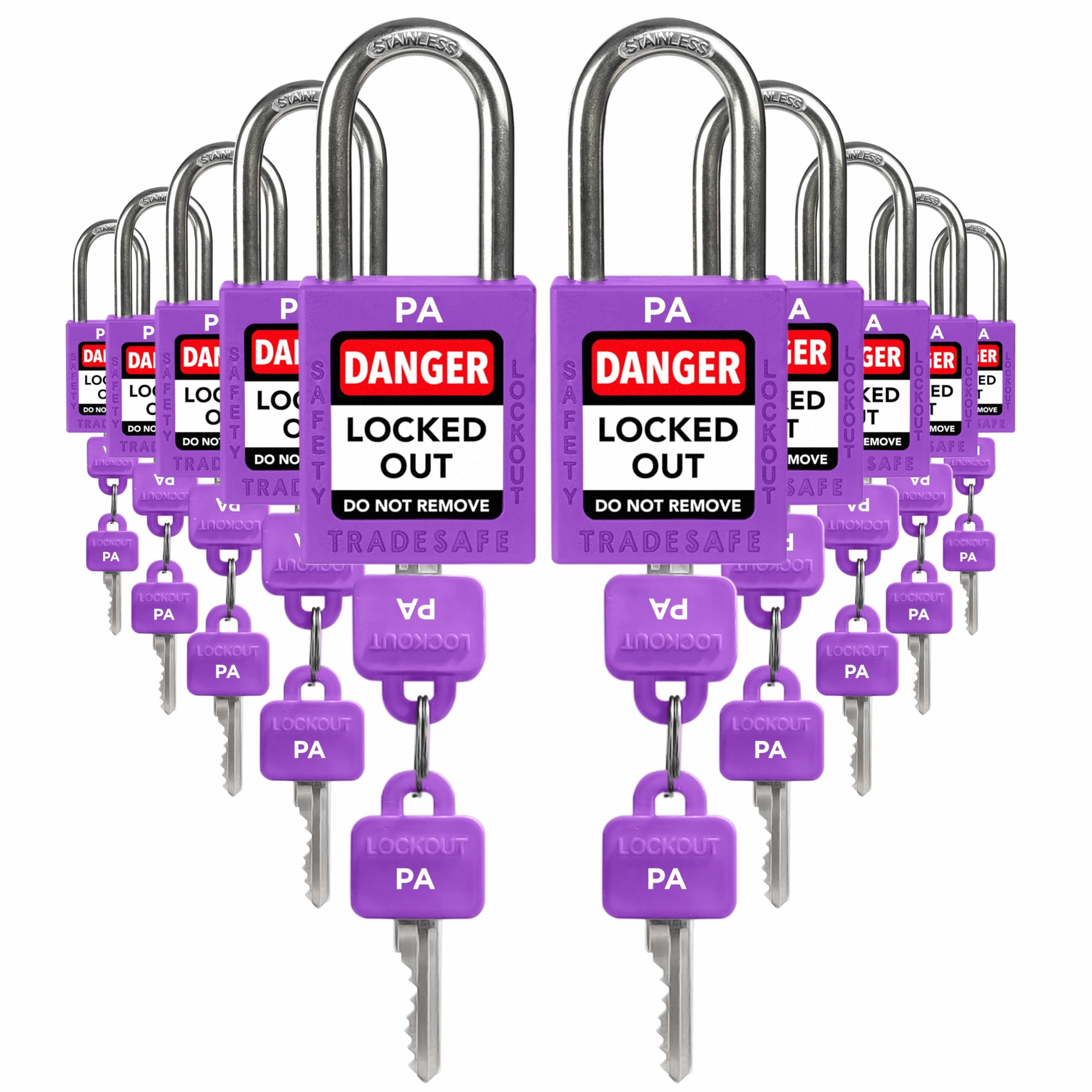 TRADESAFE Lockout Tagout Locks, Purple Keyed Alike Unlimited Grouping ...