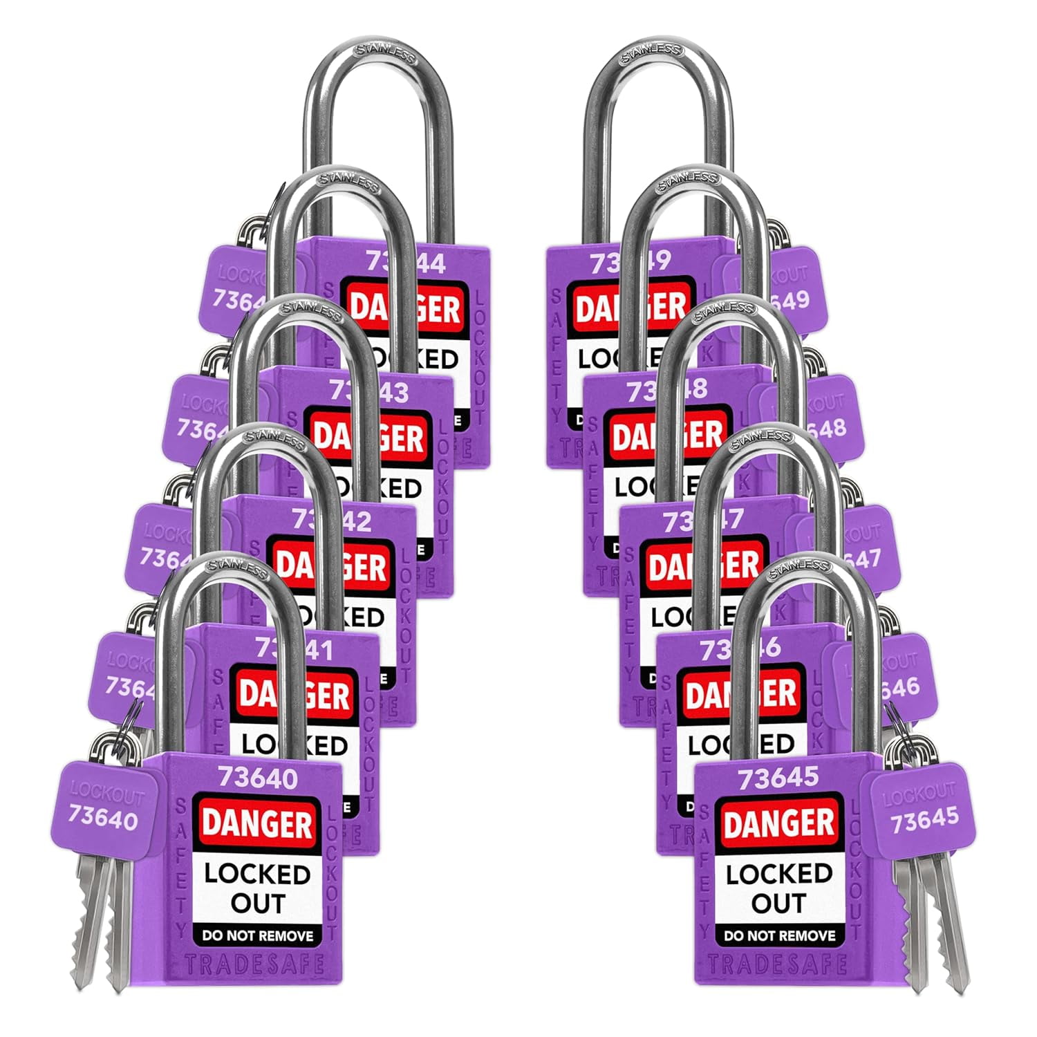 TRADESAFE Lockout Tagout Locks, Purple Keyed Different LOTO Locks, 10 ...