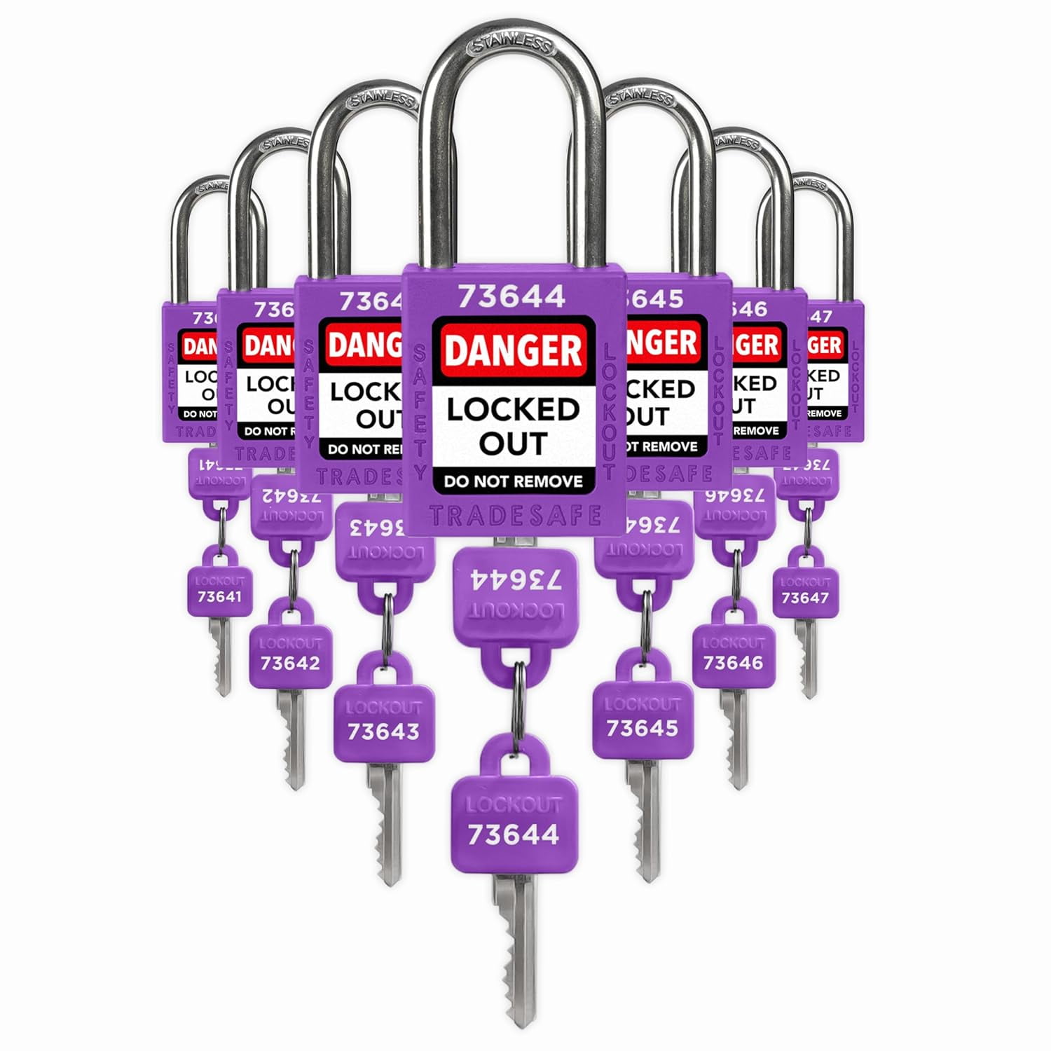 TRADESAFE Lockout Tagout Locks, Purple Keyed Different LOTO Locks, 7 ...