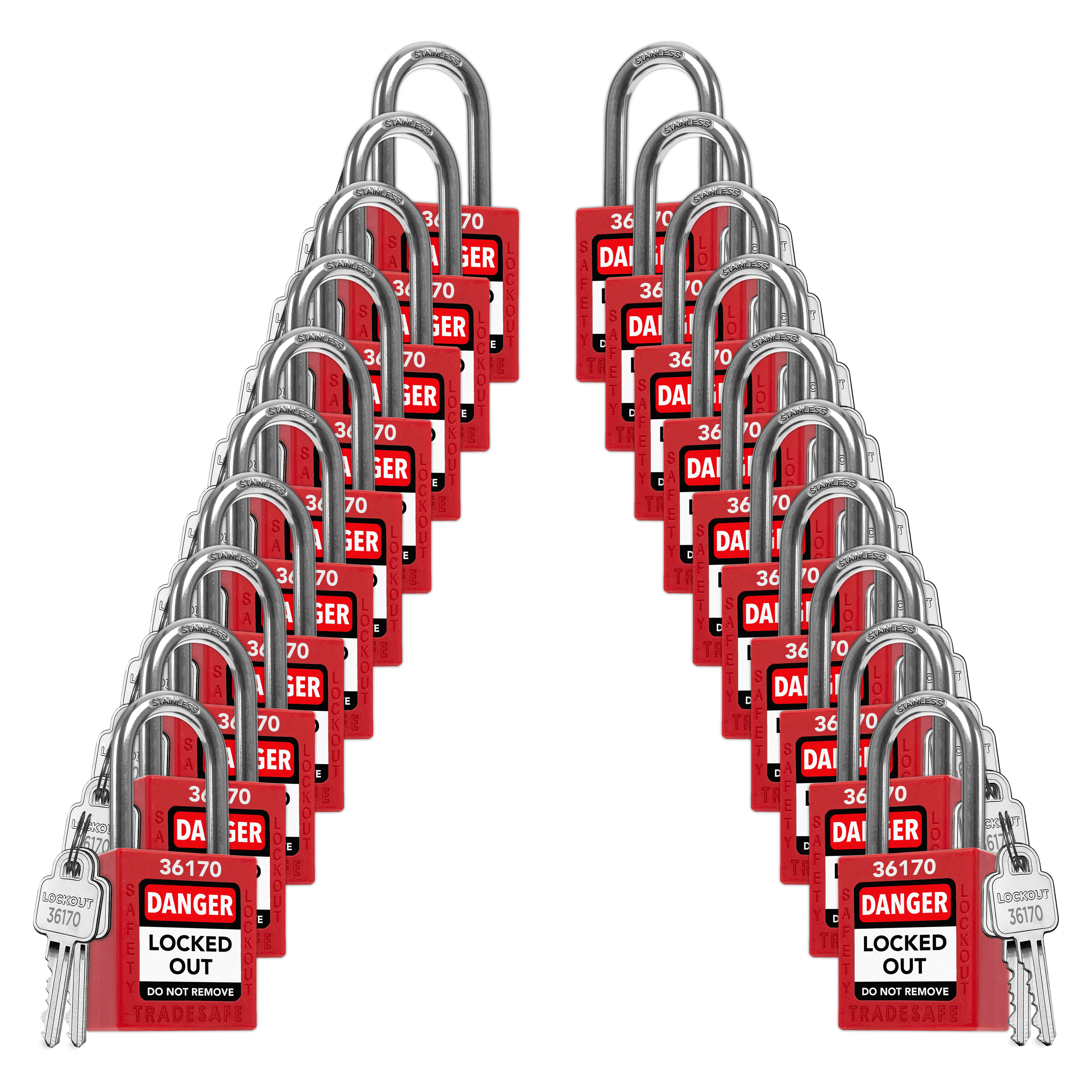 TRADESAFE Lockout Tagout Locks, Red Keyed Alike Padlocks, LOTO Locks 20 ...