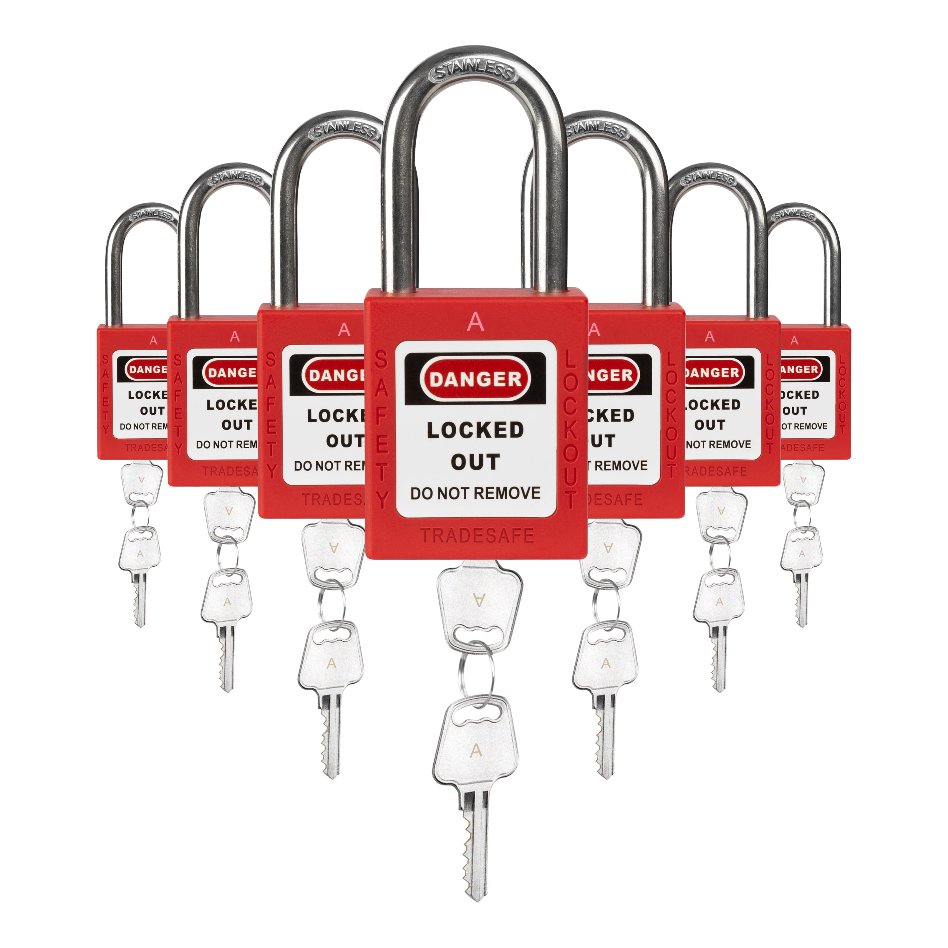 TRADESAFE Lockout Tagout Locks, Red Keyed Alike Unlimited Grouping LOTO ...