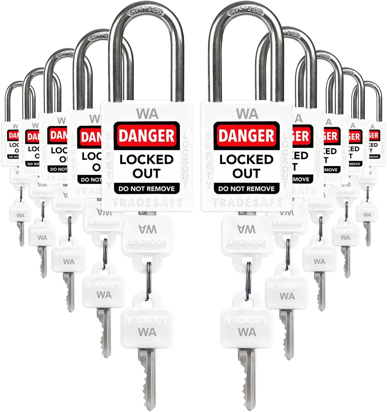 TRADESAFE Lockout Tagout Locks, White Keyed Alike Unlimited Grouping ...